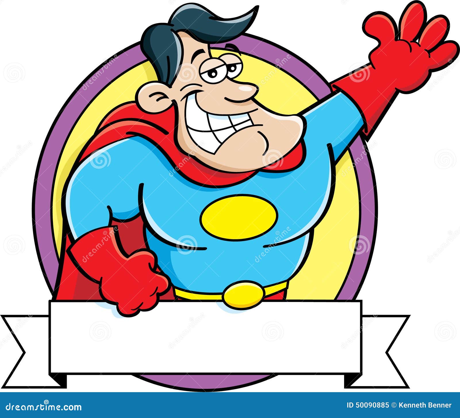 Cartoon Super Hero with a Banner. Stock Vector - Illustration of male ...
