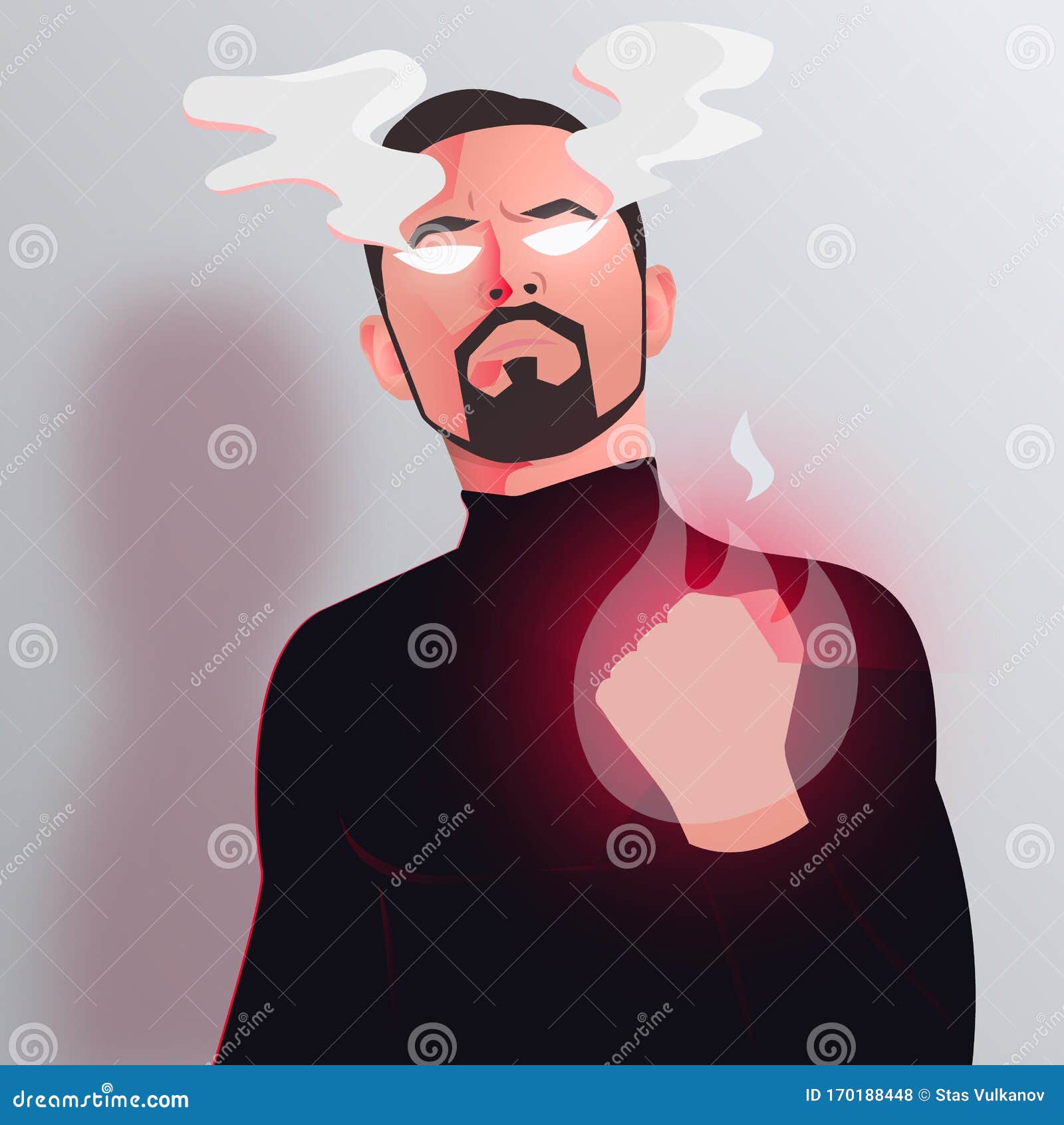 Cartoon Super Hero with Glowing Eyes. Smoke from the Eyes Stock ...