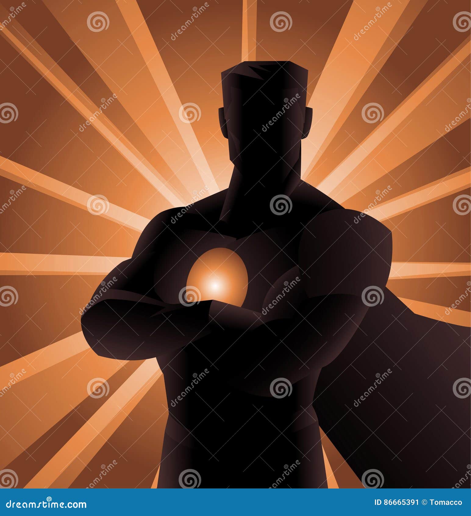 Cartoon Super Hero Posing Backlight Stock Illustration - Illustration ...