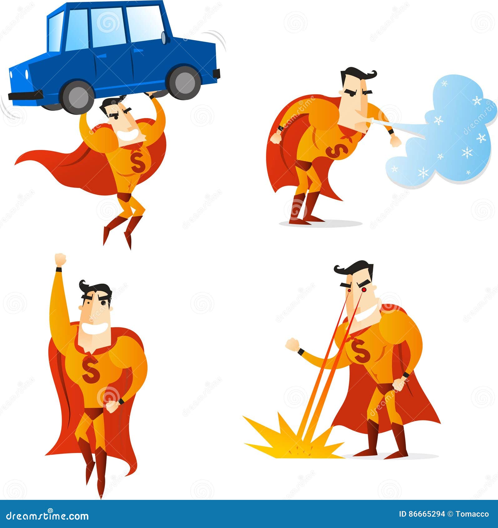 Cartoon Superhero Action Set 3 Stock Illustration - Illustration of ...