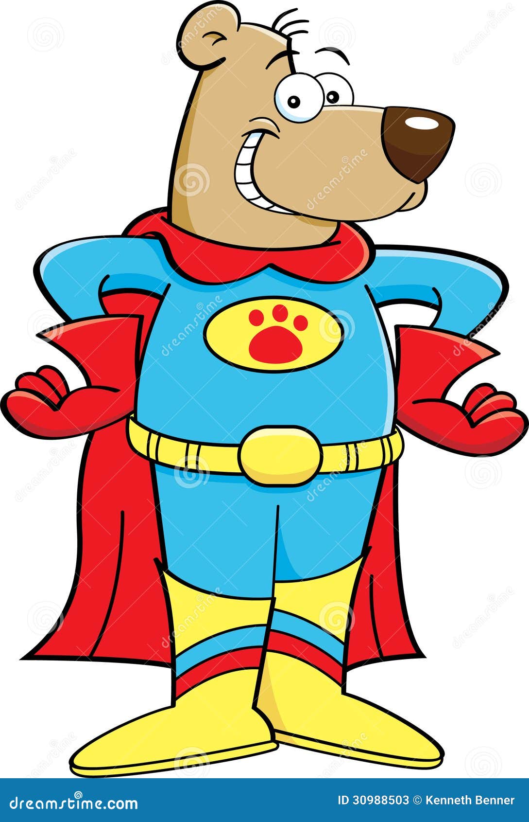 Cartoon superhero bear stock vector. Illustration of smiling - 30988503