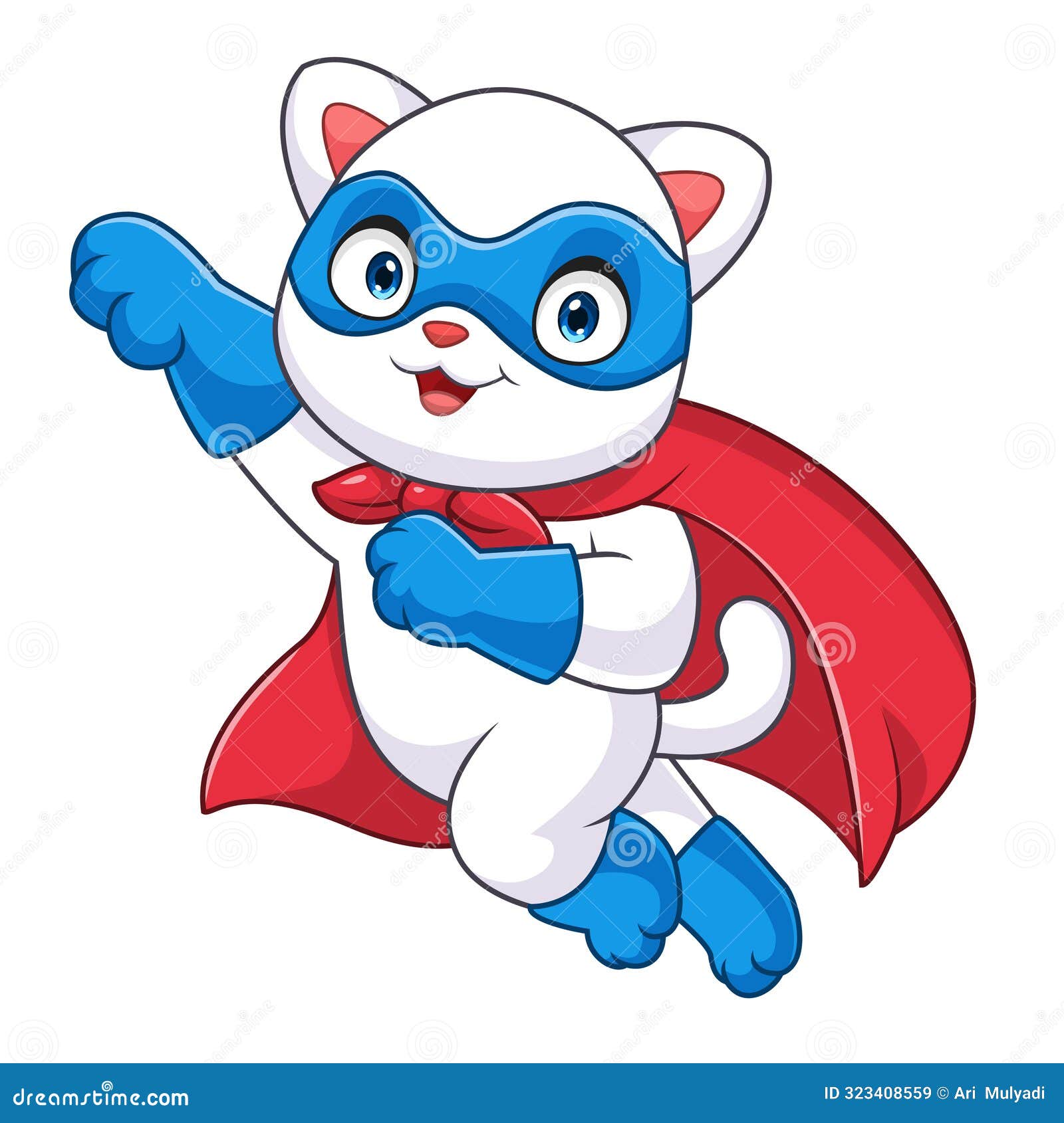 Cartoon Superhero Cat with Eyes Mask Stock Vector - Illustration of ...