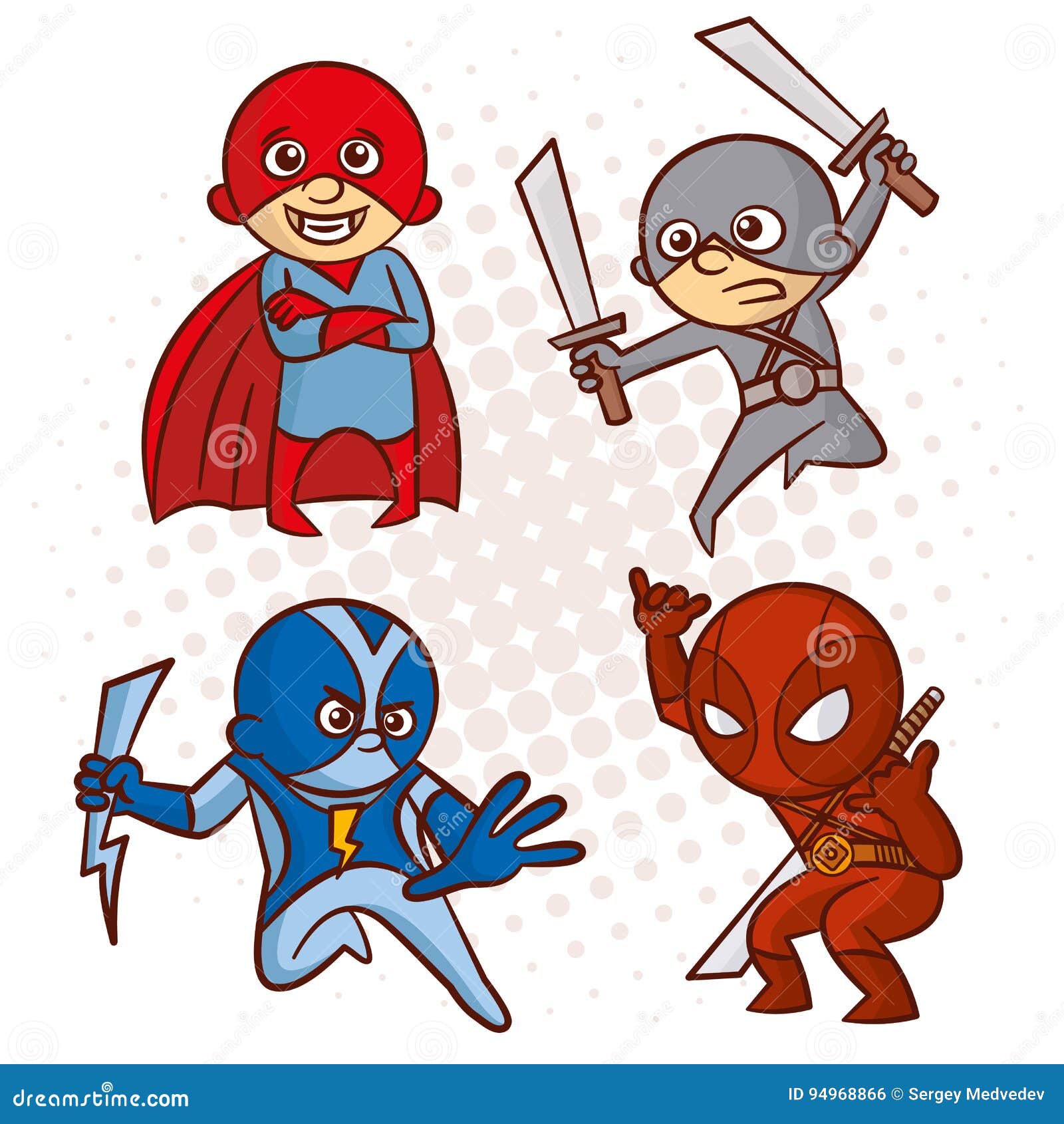 Cartoon Superhero Character Sticker Stock Illustration - Illustration ...