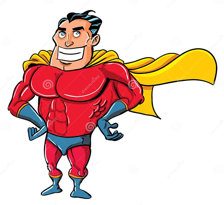 Cartoon Superhero in a Classic Pose Stock Illustration - Illustration ...