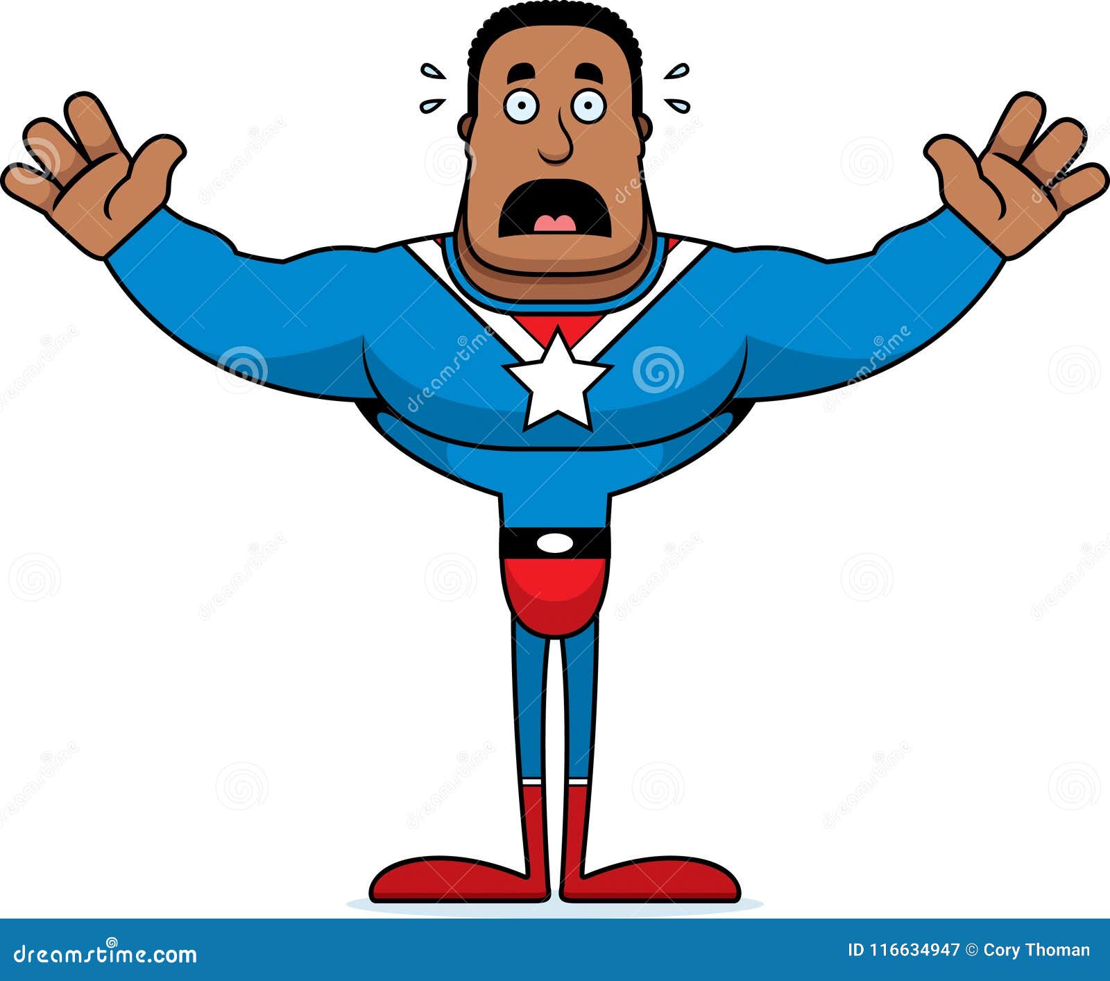 Cartoon Scared Superhero stock vector. Illustration of panic - 116634947