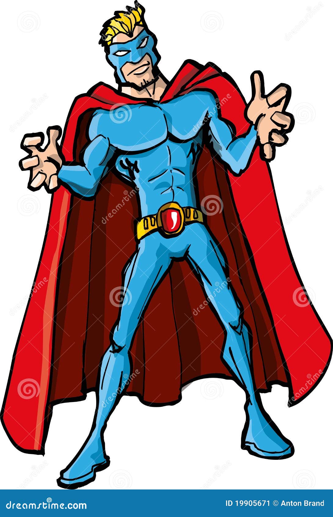 Cartoon Superhero with a Red Cape Stock Vector - Illustration of cape ...