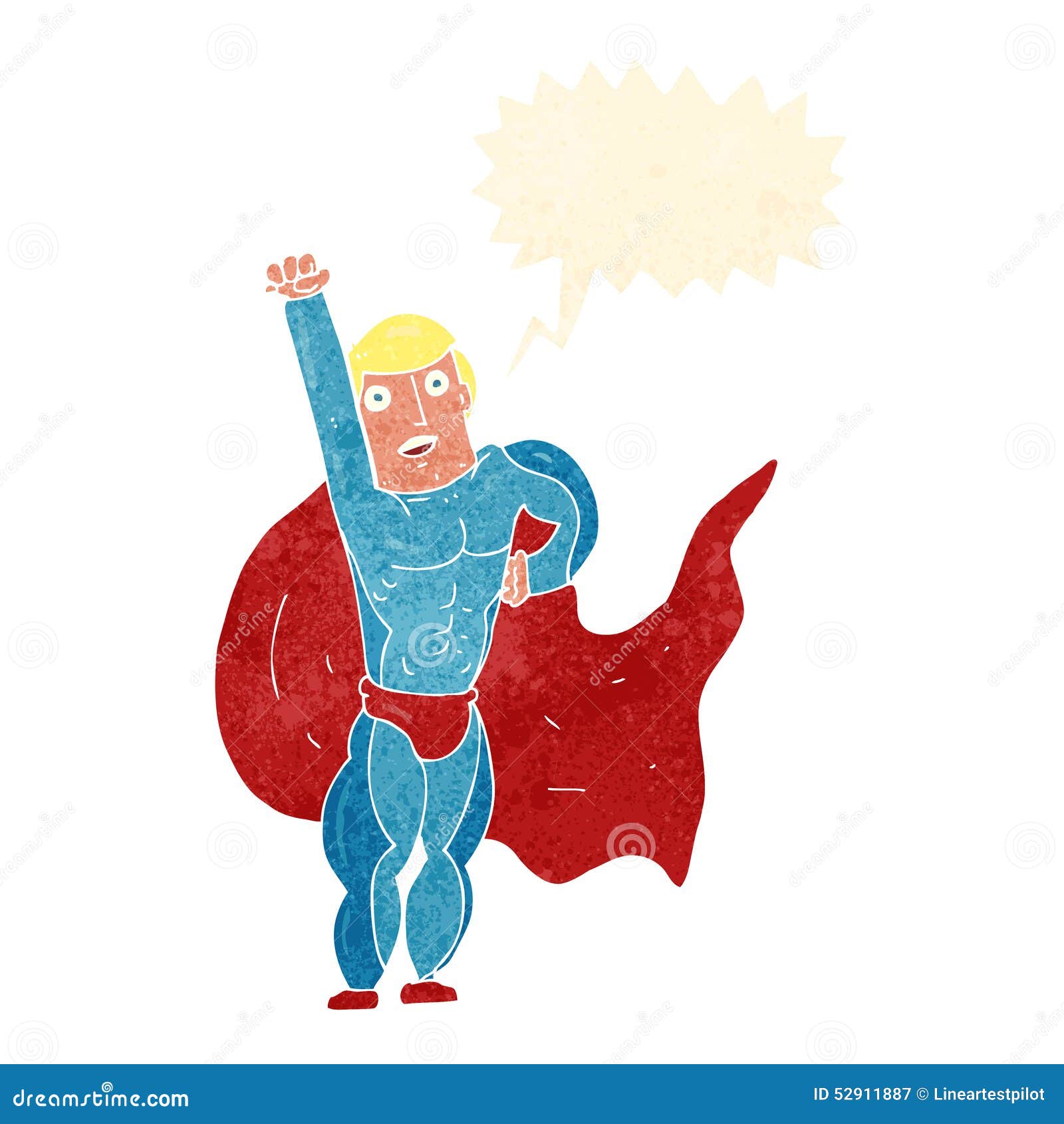 Cartoon Superhero with Speech Bubble Stock Illustration - Illustration ...
