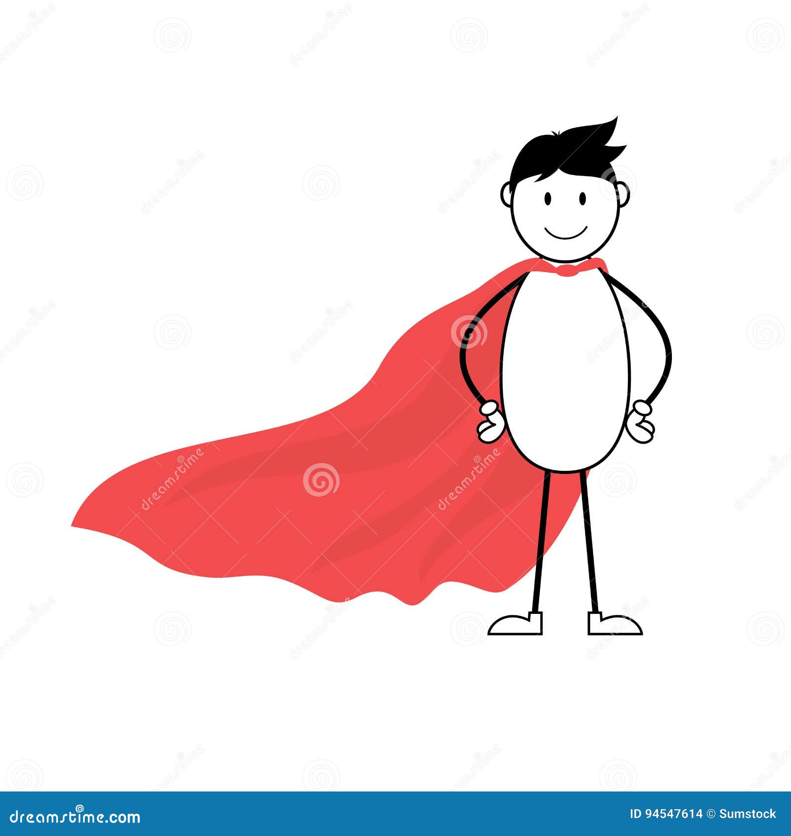 Cartoon Superhero Stick Man with Red Cape Stock Vector - Illustration ... Cartoon Superhero Stick Man with Red Cape Stock Vector - Illustration ...