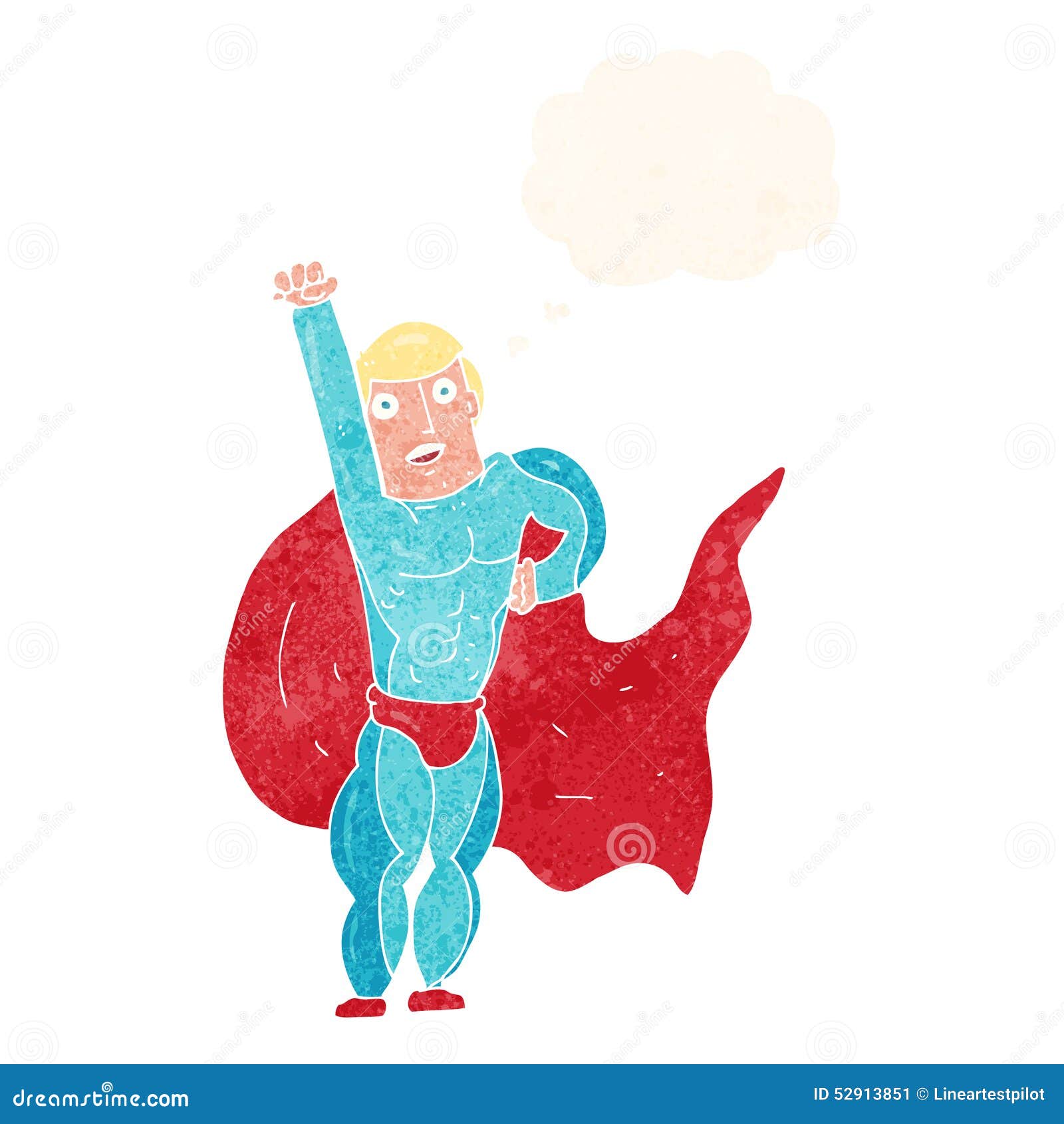 Cartoon Superhero with Thought Bubble Stock Illustration - Illustration ...