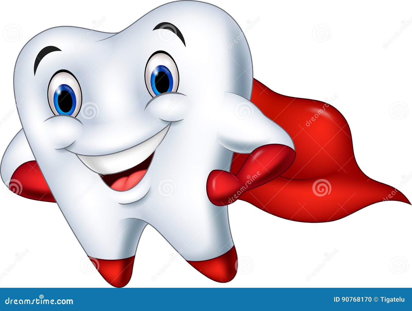 Cartoon Superhero Tooth Posing Vector Illustration | CartoonDealer.com ...