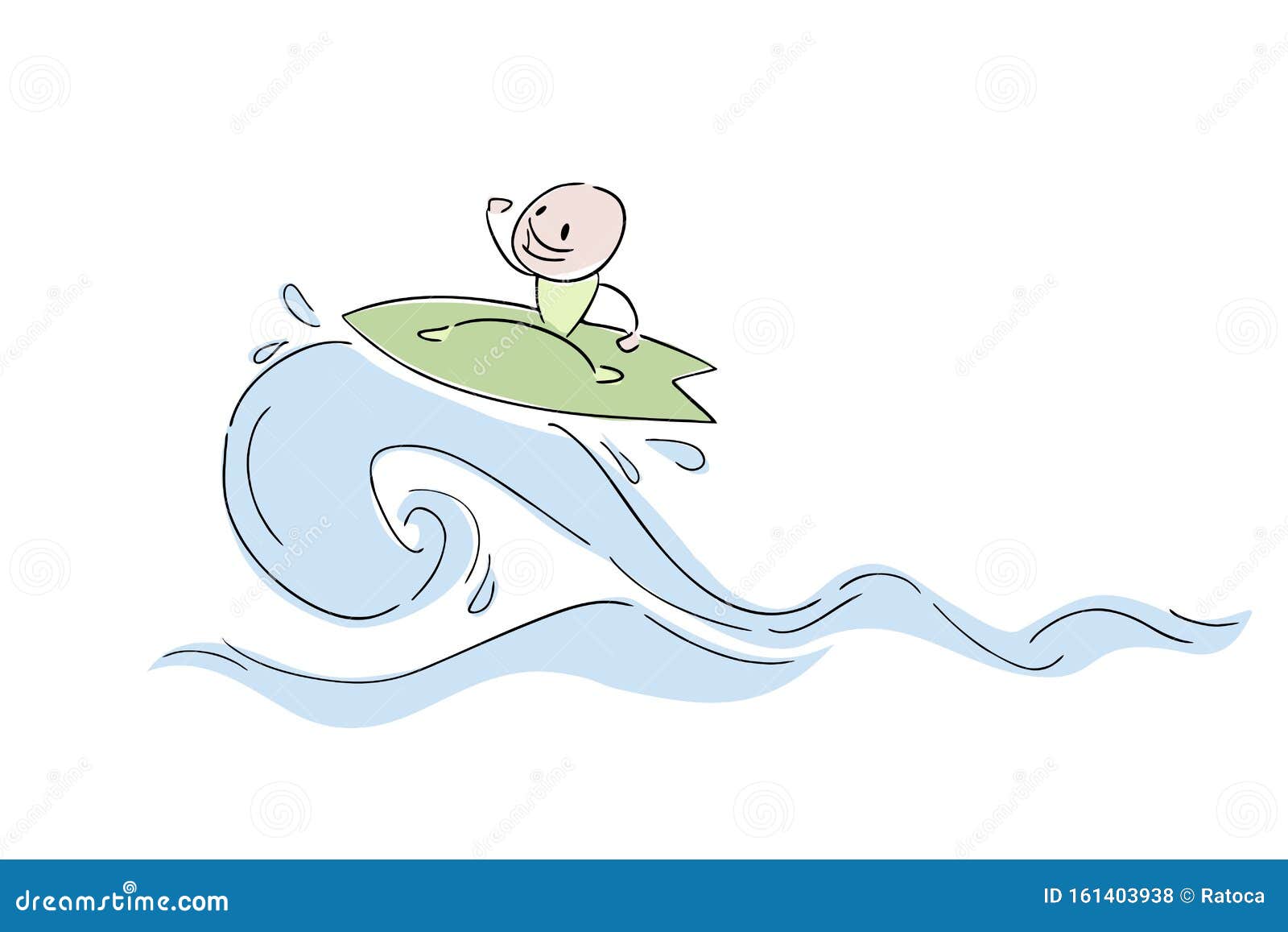Cartoon surfing man stock vector. Illustration of wave - 161403938
