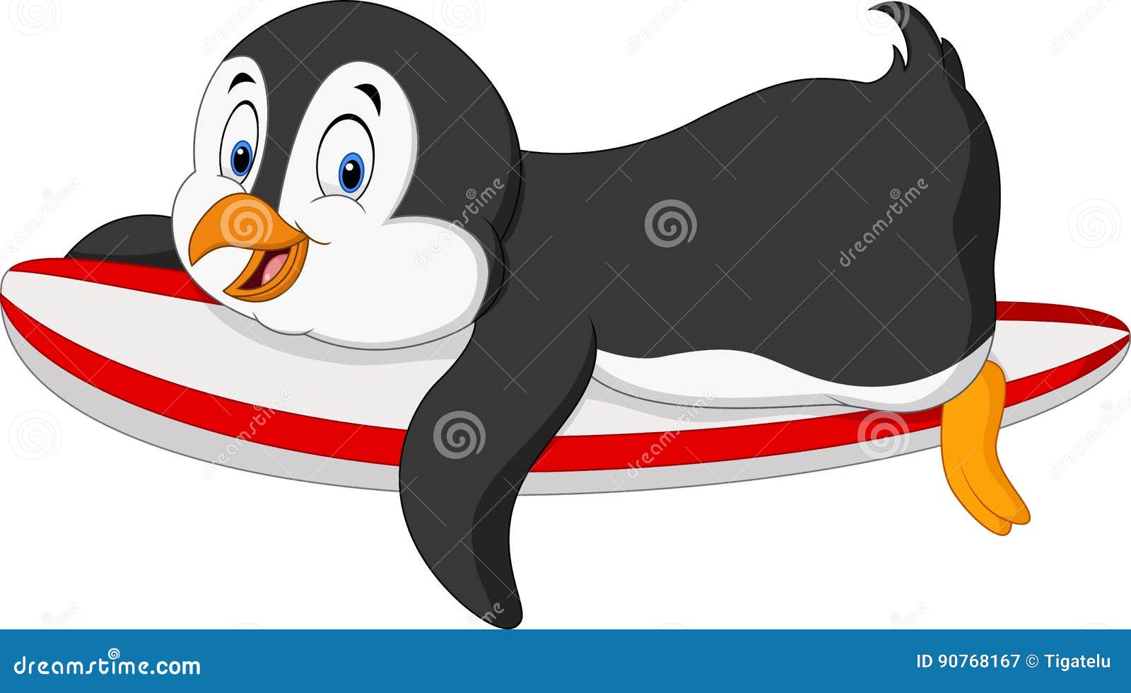 Cartoon surfing penguin stock vector. Illustration of character - 90768167