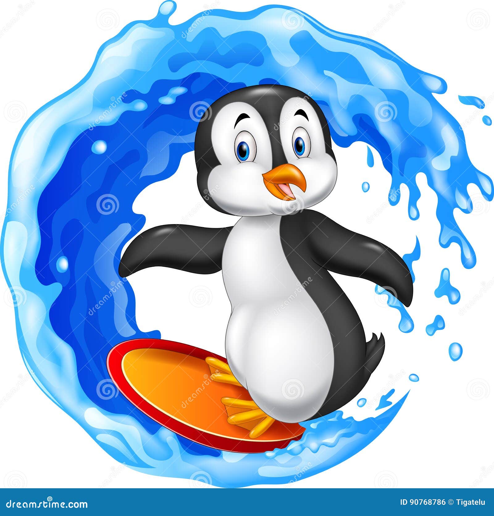 Cartoon Surfing Penguin Stock Illustrations – 172 Cartoon Surfing ...