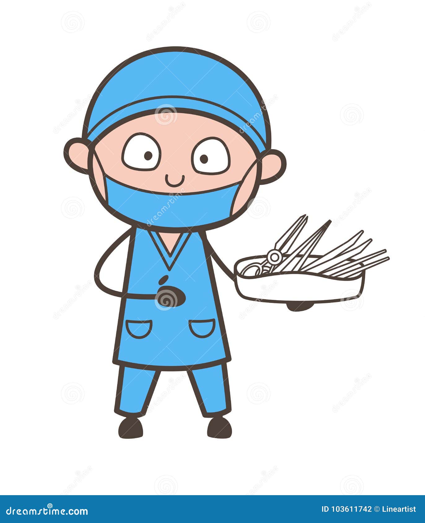 Cartoon Surgeon Holding a Medical Tools Box Vector Stock Illustration ...