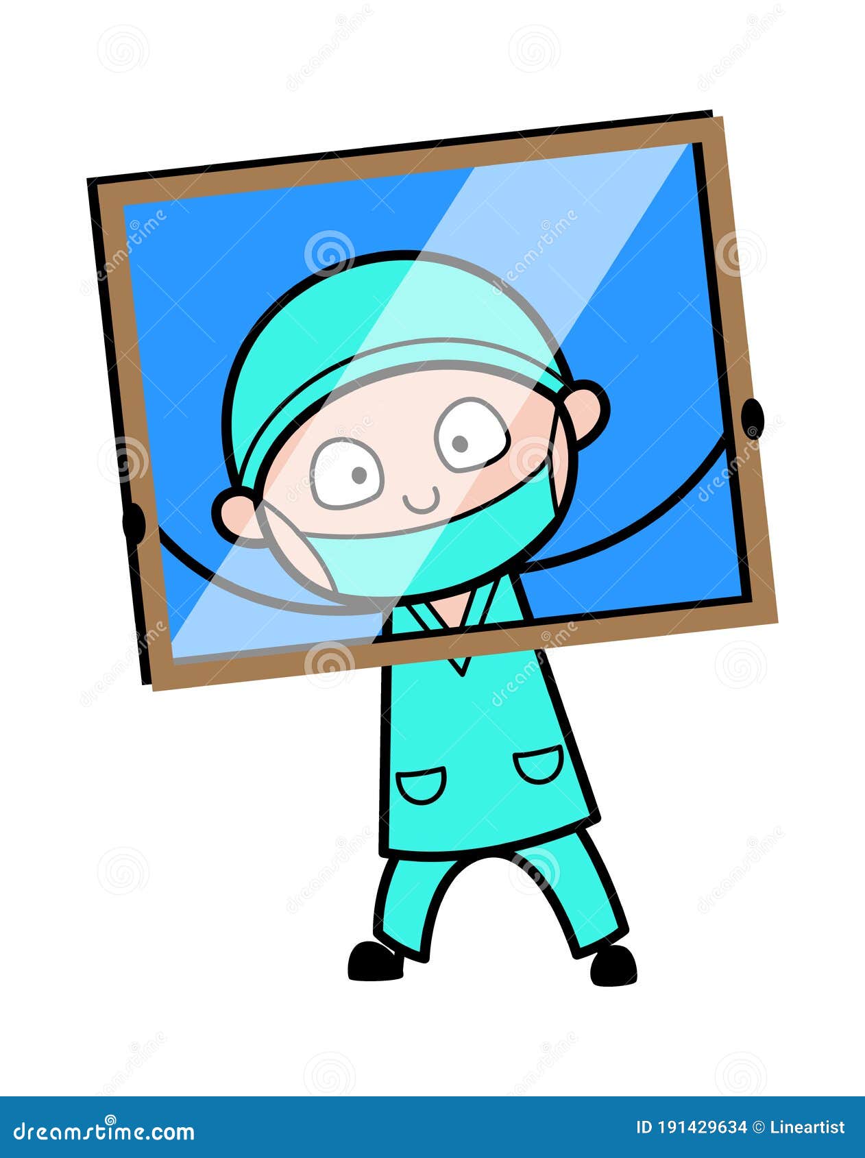 Cartoon Surgeon Looking from Glass Frame Stock Illustration ...