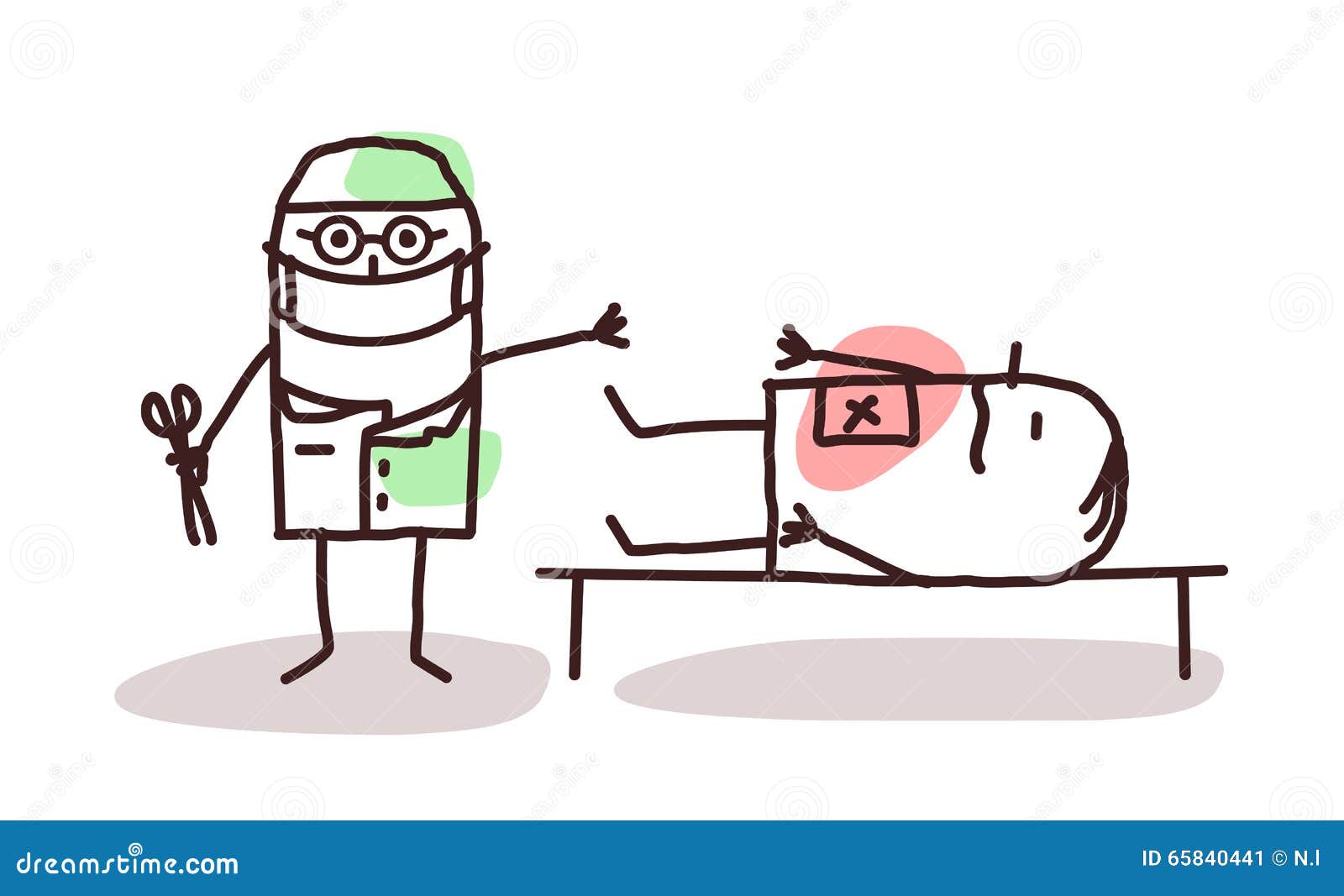 Cartoon Surgeon with Patient on a Table Stock Vector - Illustration of ...