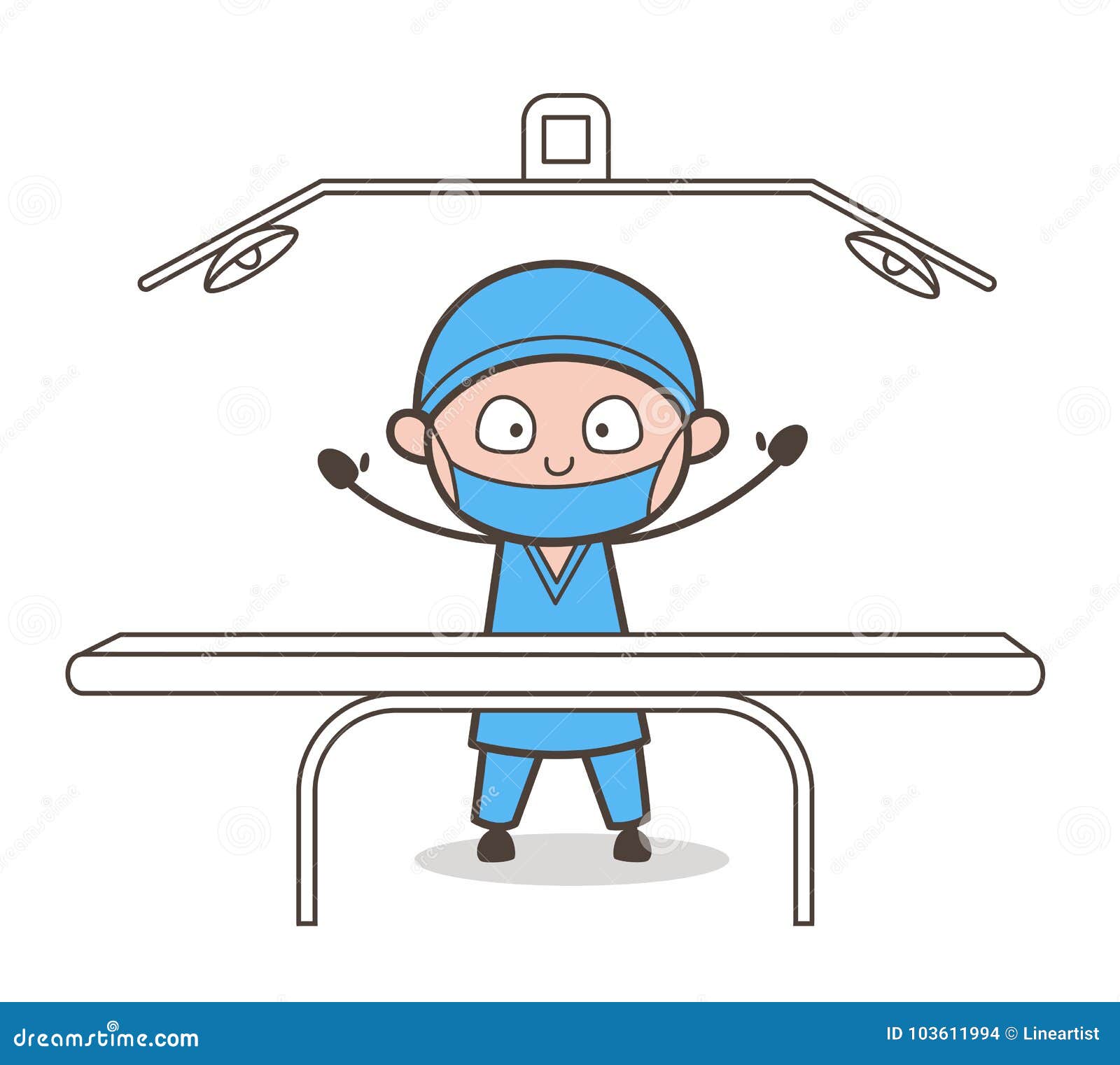 Cartoon Surgeon Presenting Operation Theater Equipments Stock ...