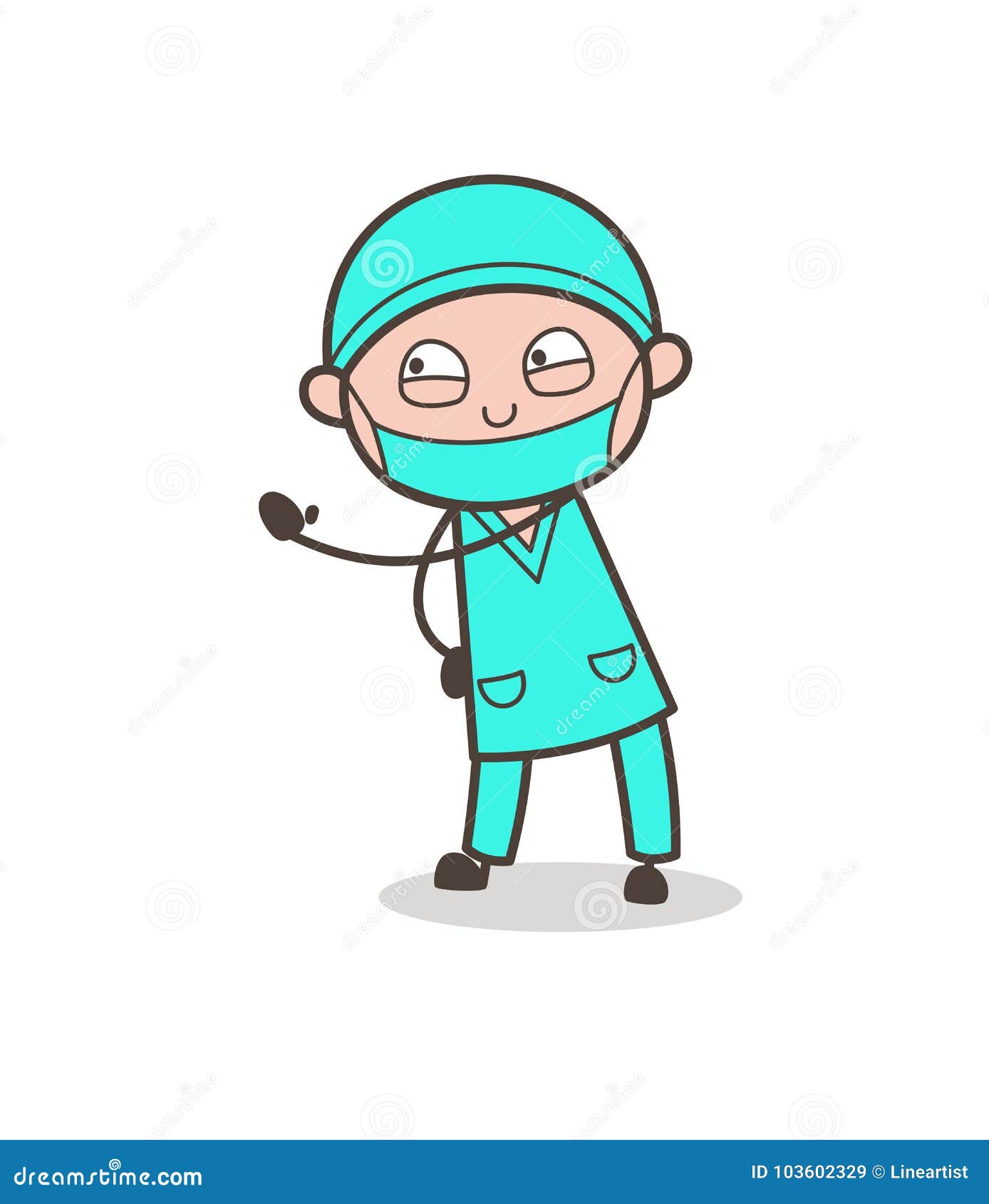 Cartoon Surgeon Showing Hand Vector Illustration Stock Illustration ...
