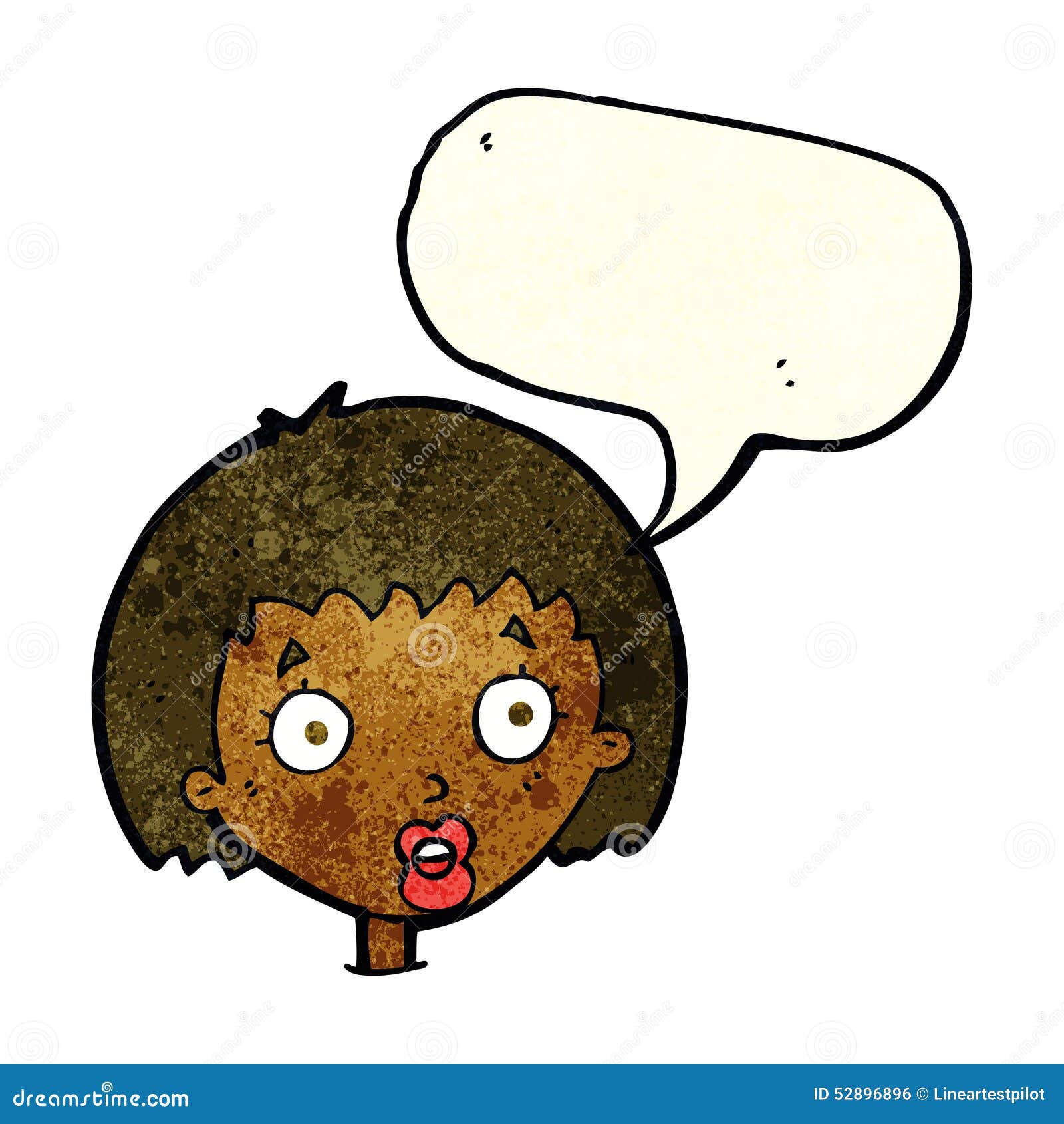 Cartoon Surprised Female Face with Speech Bubble Stock Illustration ...