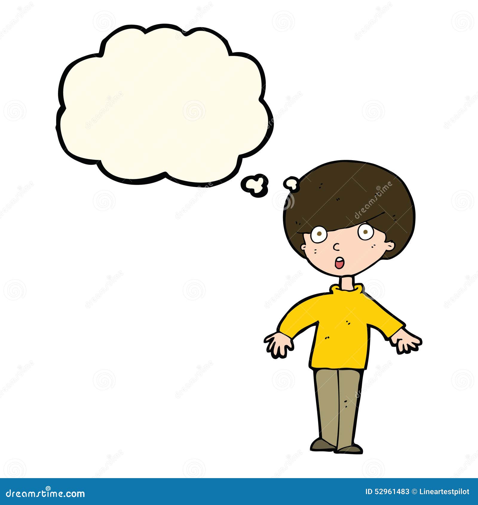 Cartoon Surprised Man with Thought Bubble Stock Illustration ...