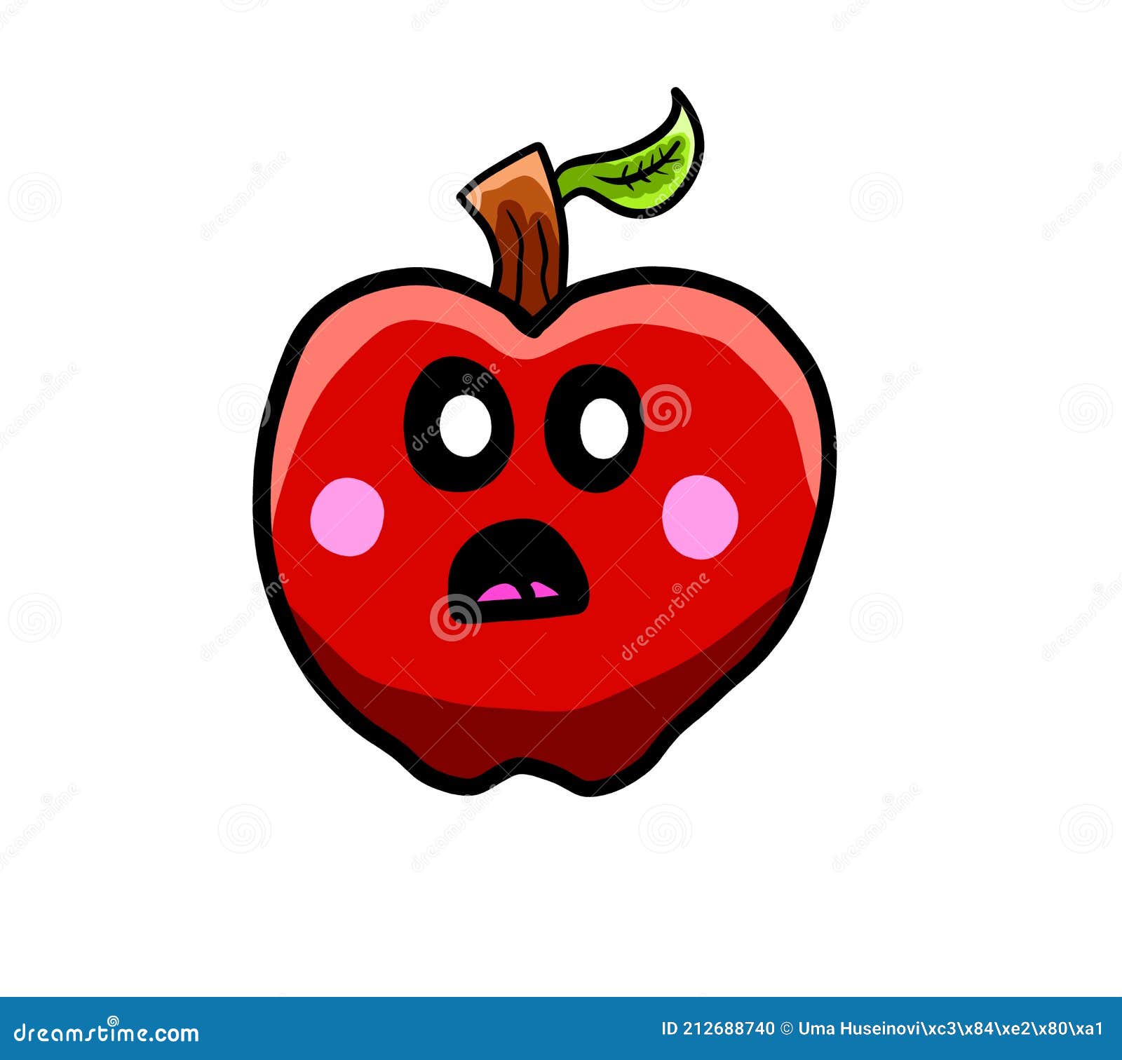 A Cartoon Surprised Red Apple Stock Illustration - Illustration of ...