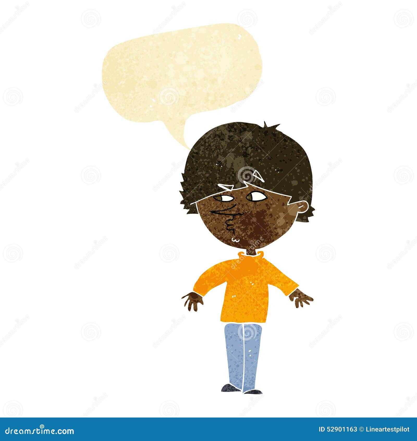 Cartoon Suspicious Man Looking Over Shoulder with Speech Bubble Stock ...