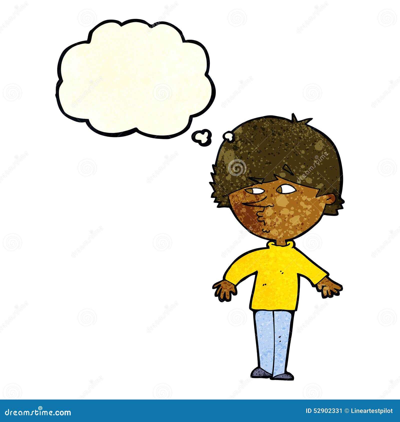 Cartoon Suspicious Man Looking Over Shoulder with Thought Bubble Stock ...