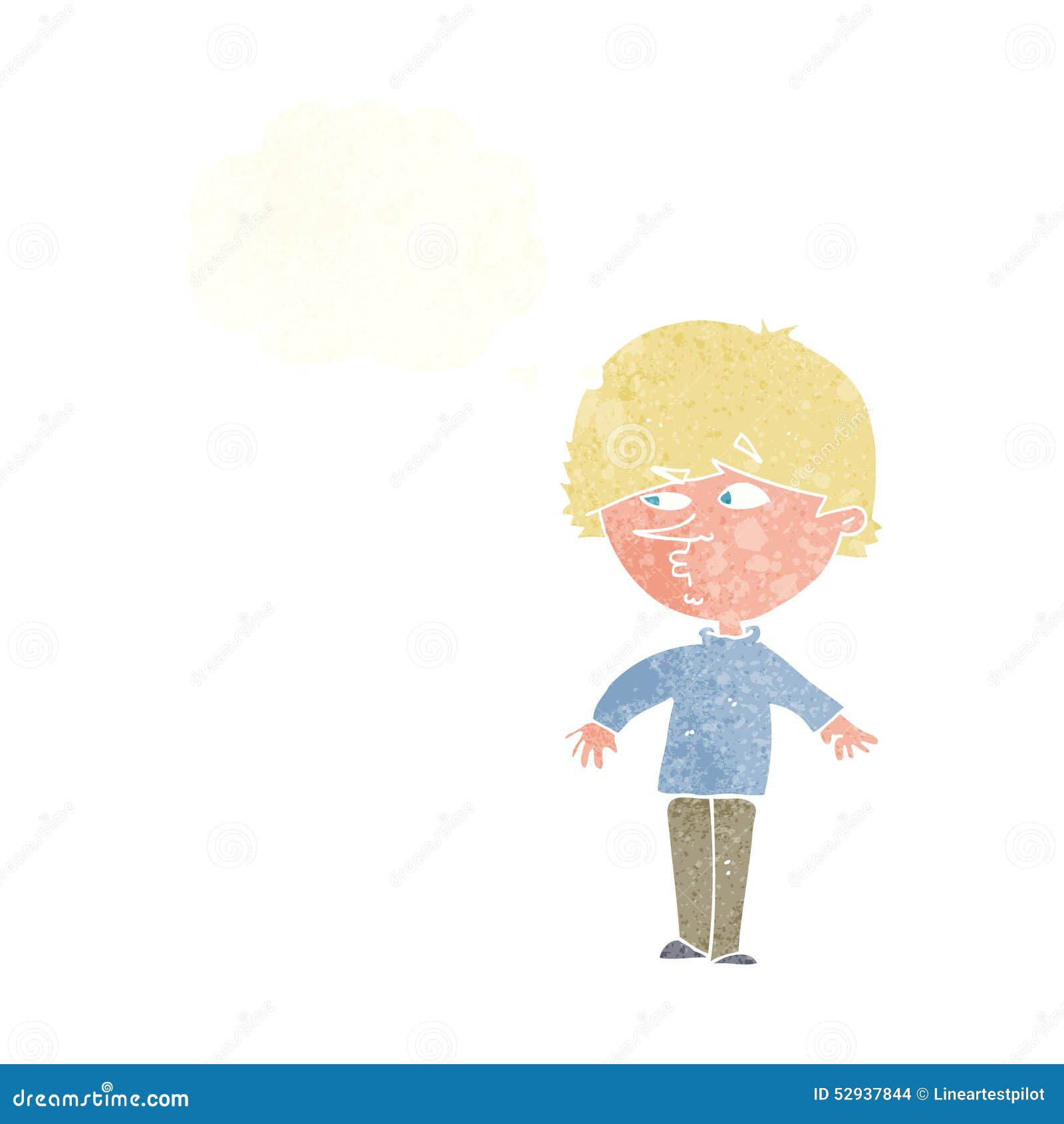 Cartoon Suspicious Man Looking Over Shoulder with Thought Bubble Stock ...