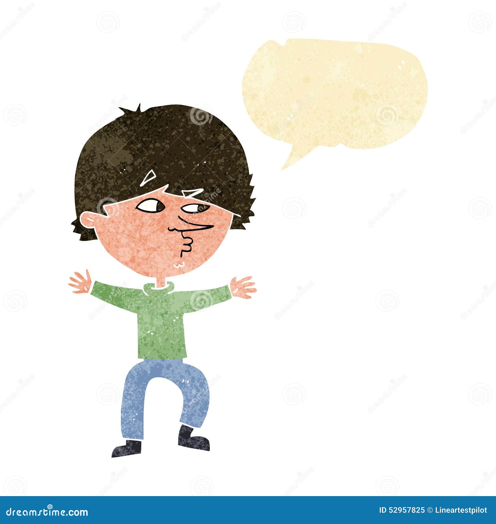 Cartoon Suspicious Man with Speech Bubble Stock Illustration ...