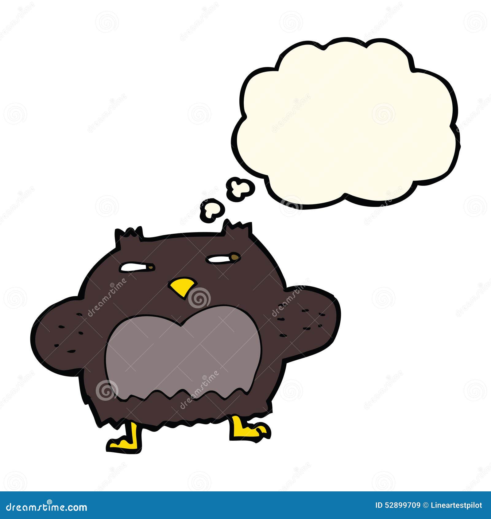 Cartoon Suspicious Owl with Thought Bubble Stock Illustration ...