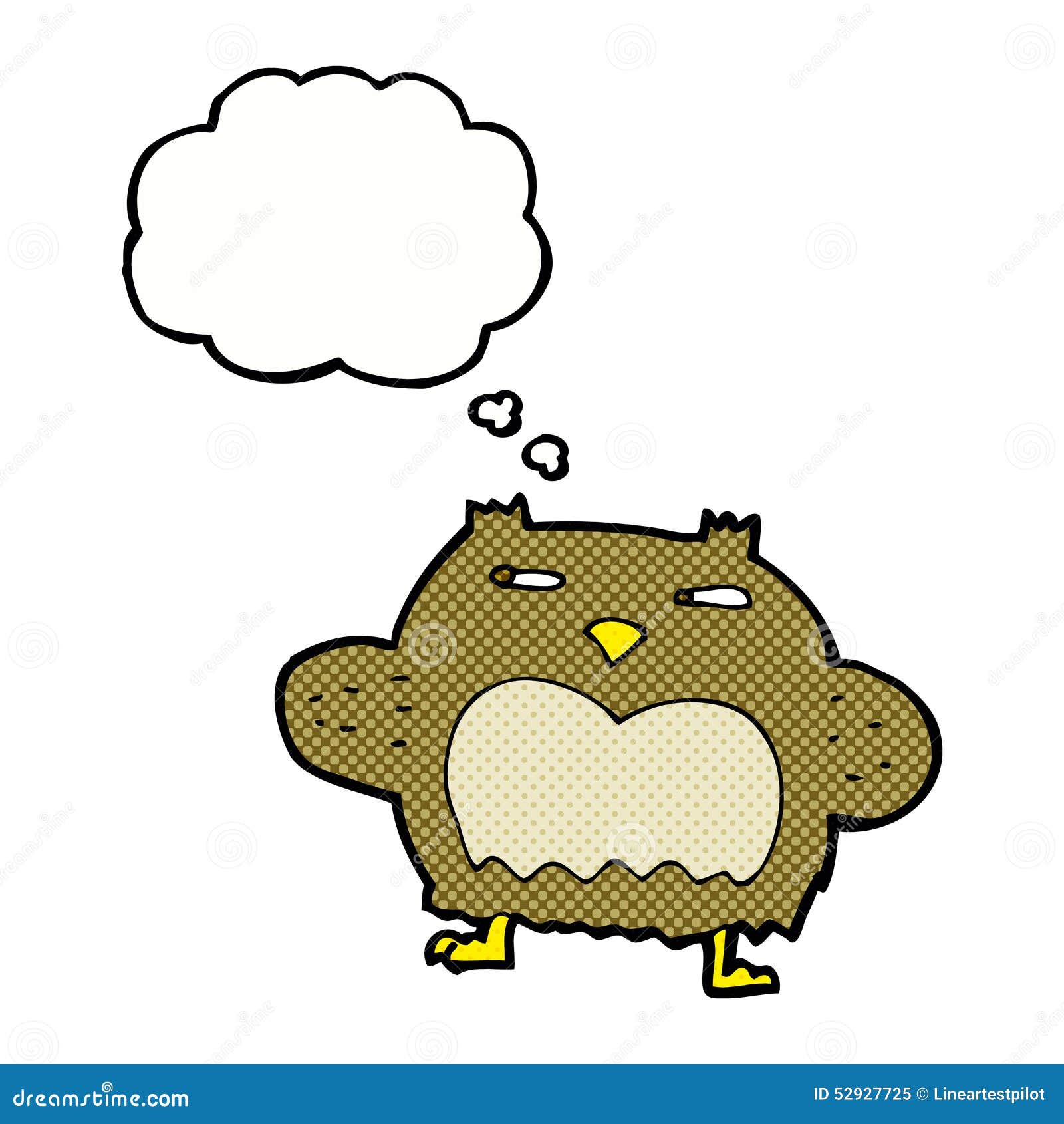 Cartoon Suspicious Owl with Thought Bubble Stock Illustration ...