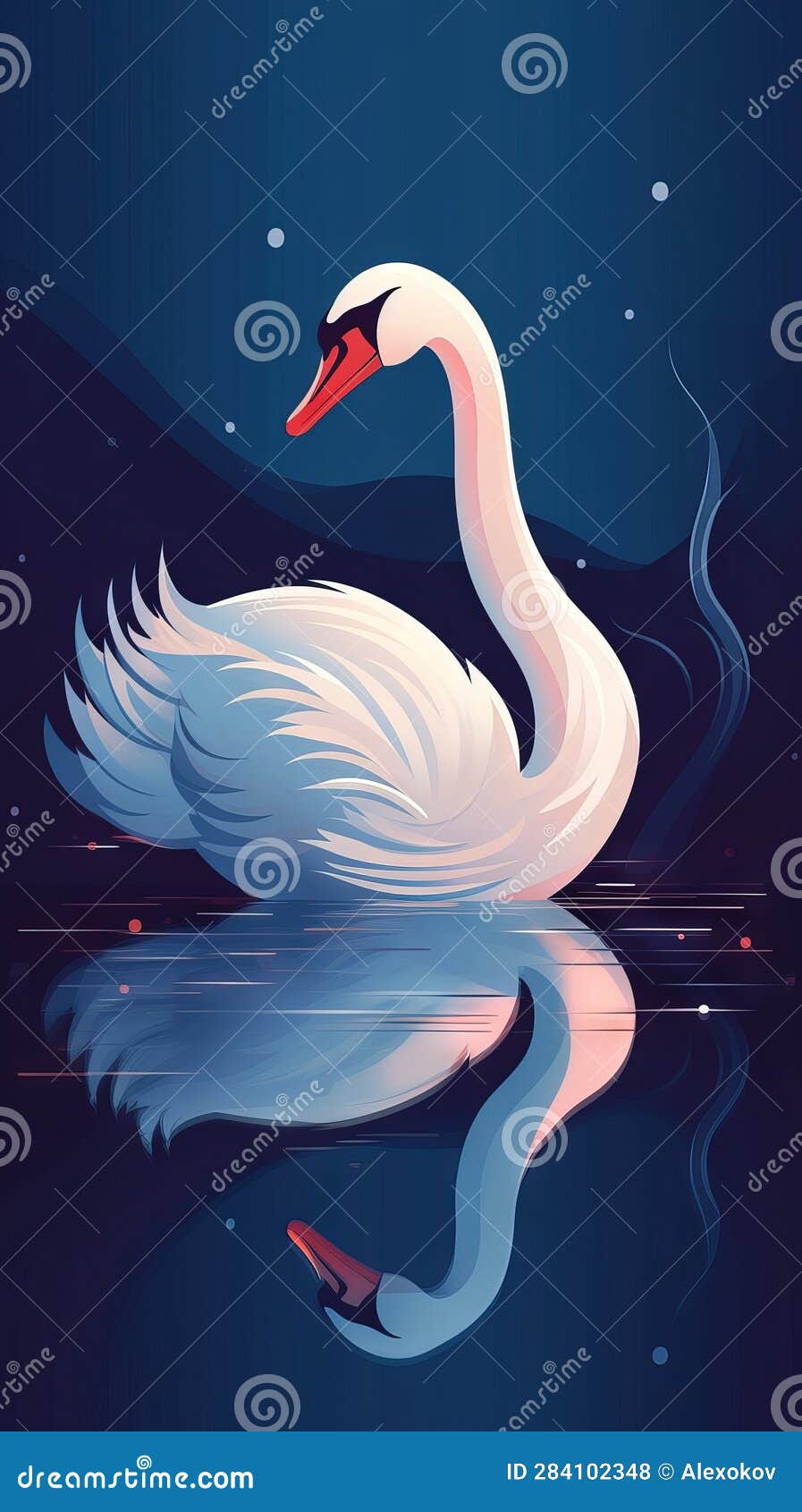 Cartoon Swan on Dark Background. Generative AI Stock Illustration ...