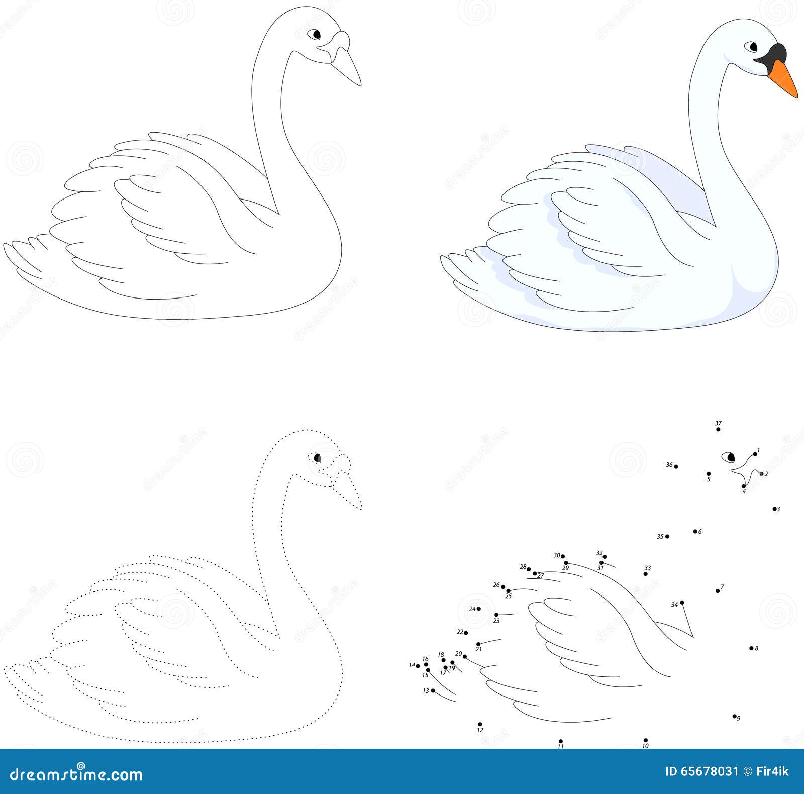 Cartoon Swan. Vector Illustration. Dot To Dot Game For Kids ...
