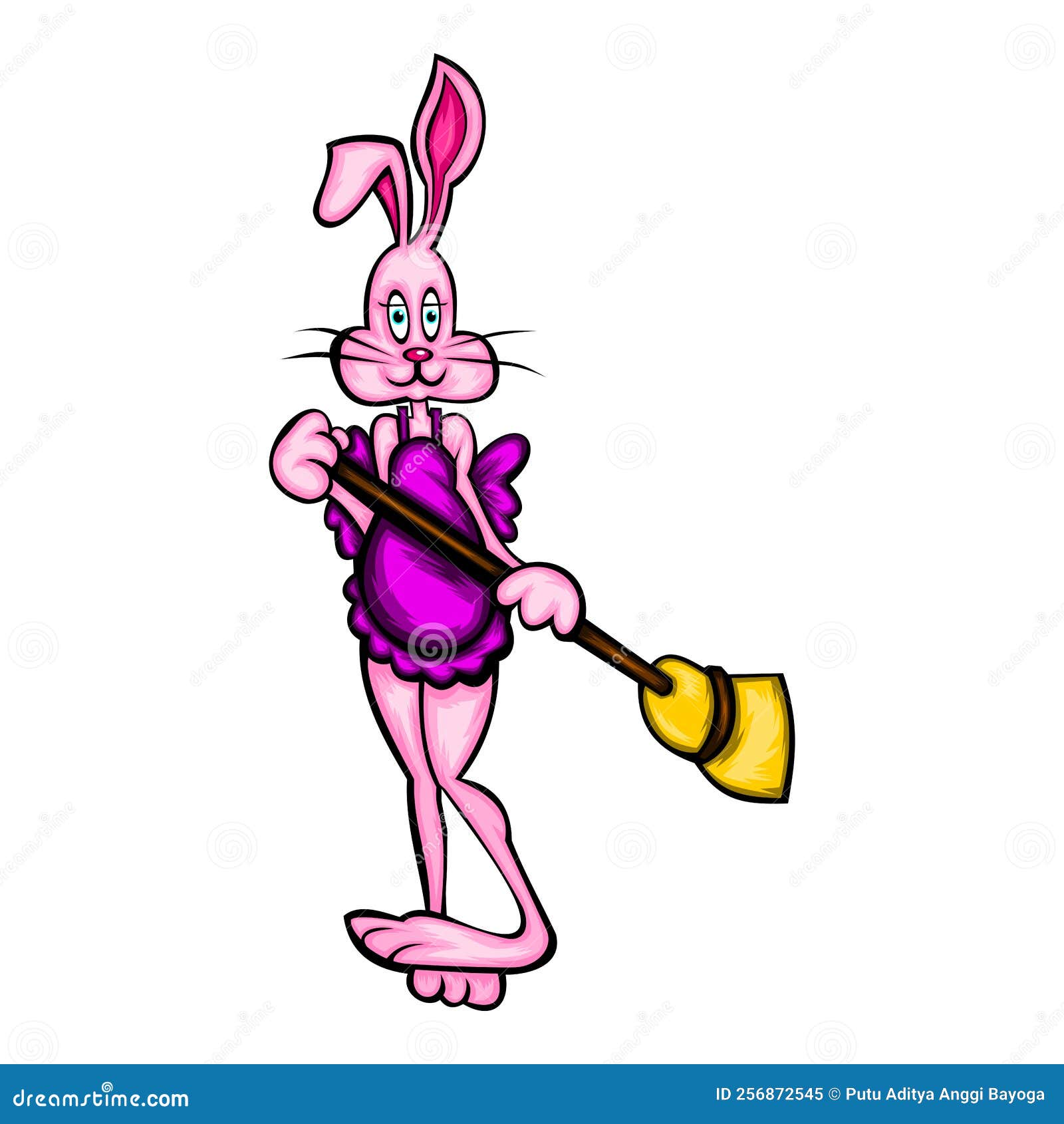 Cartoon sweeper bunny stock vector. Illustration of detail - 256872545