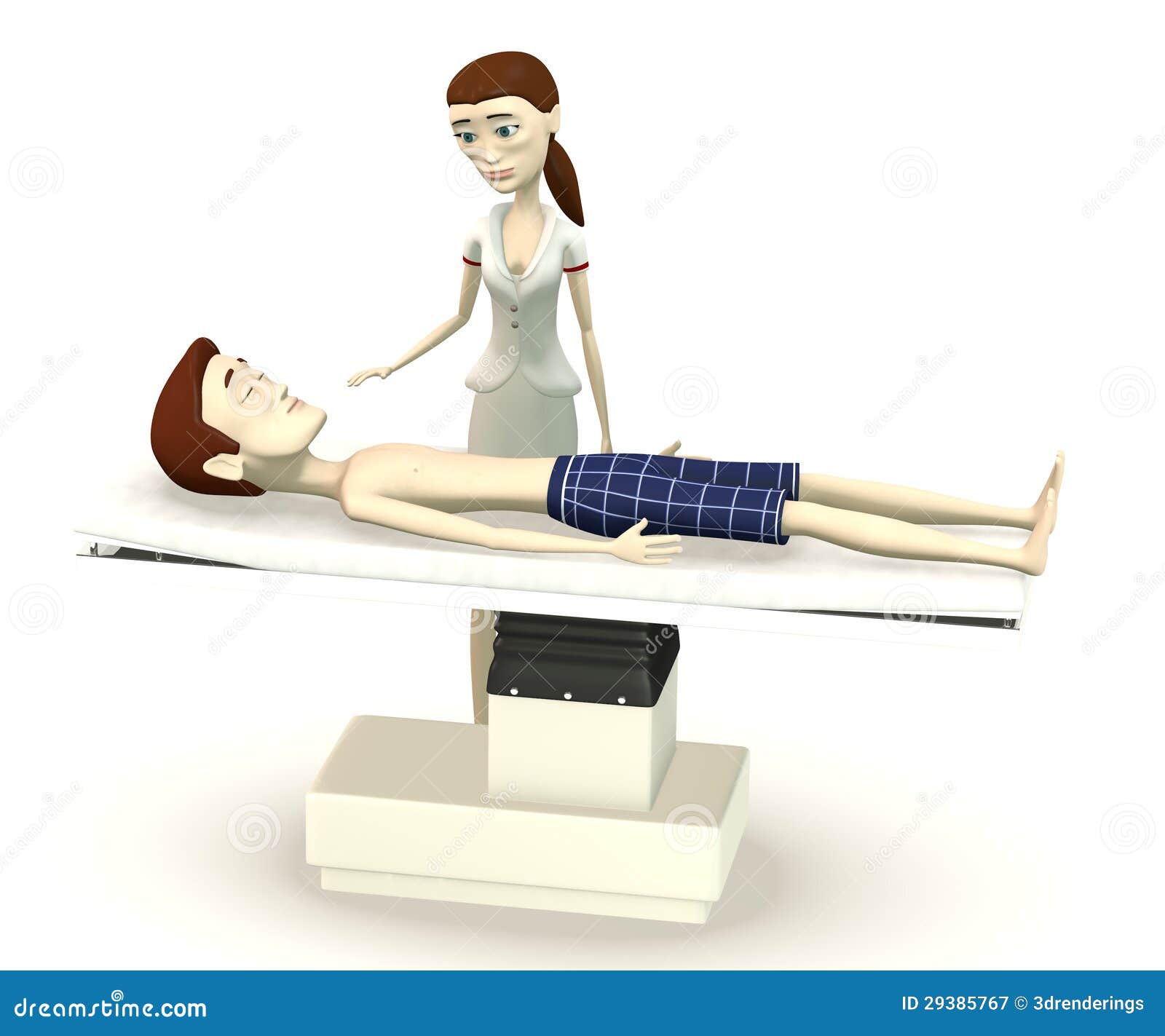 Cartoon Swimmer on Surgery Bed with Nurse Stock Illustration ...