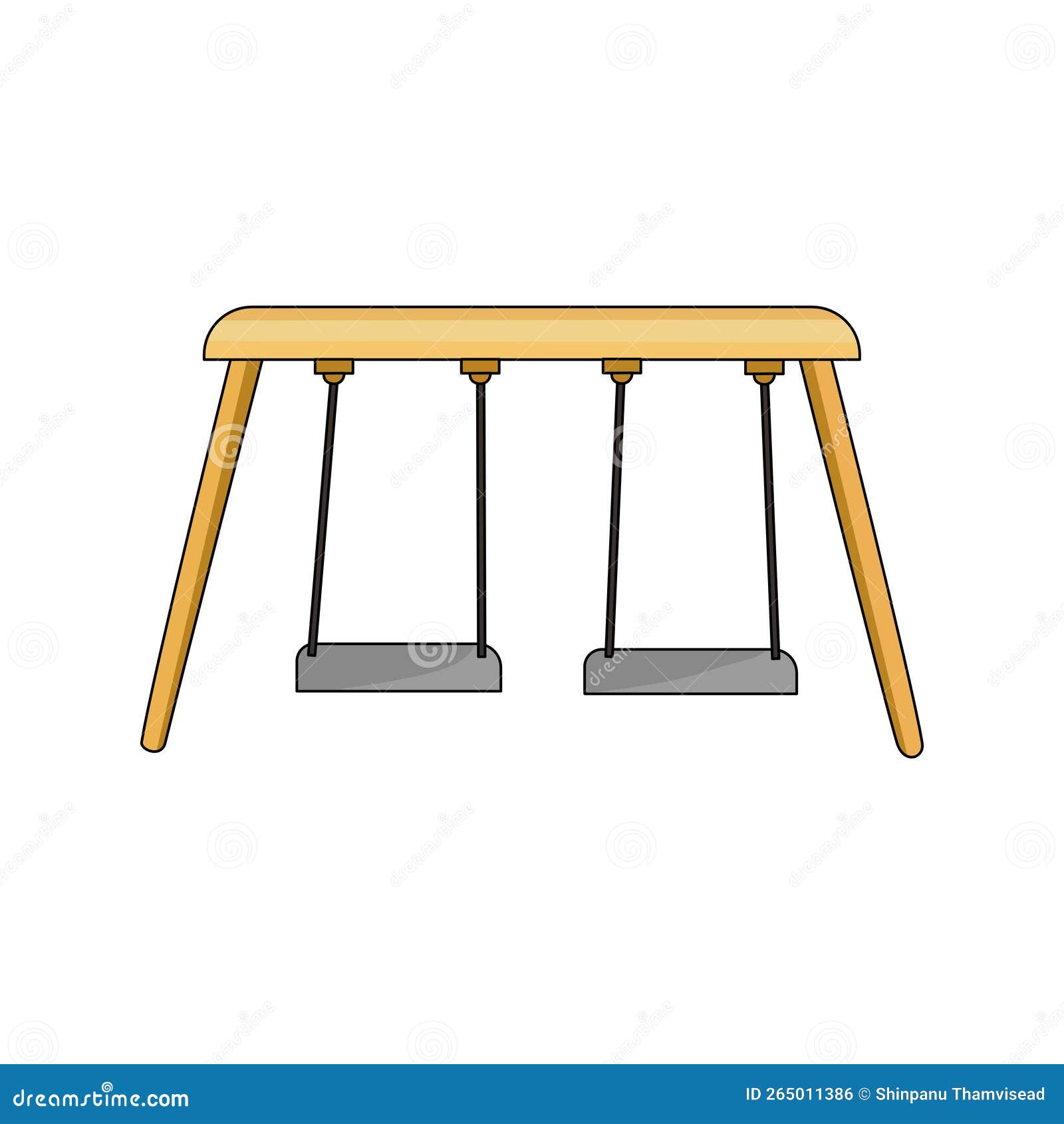 Cartoon Swing For Park Or Garden. Flat Vector Illustration Isolated On ...