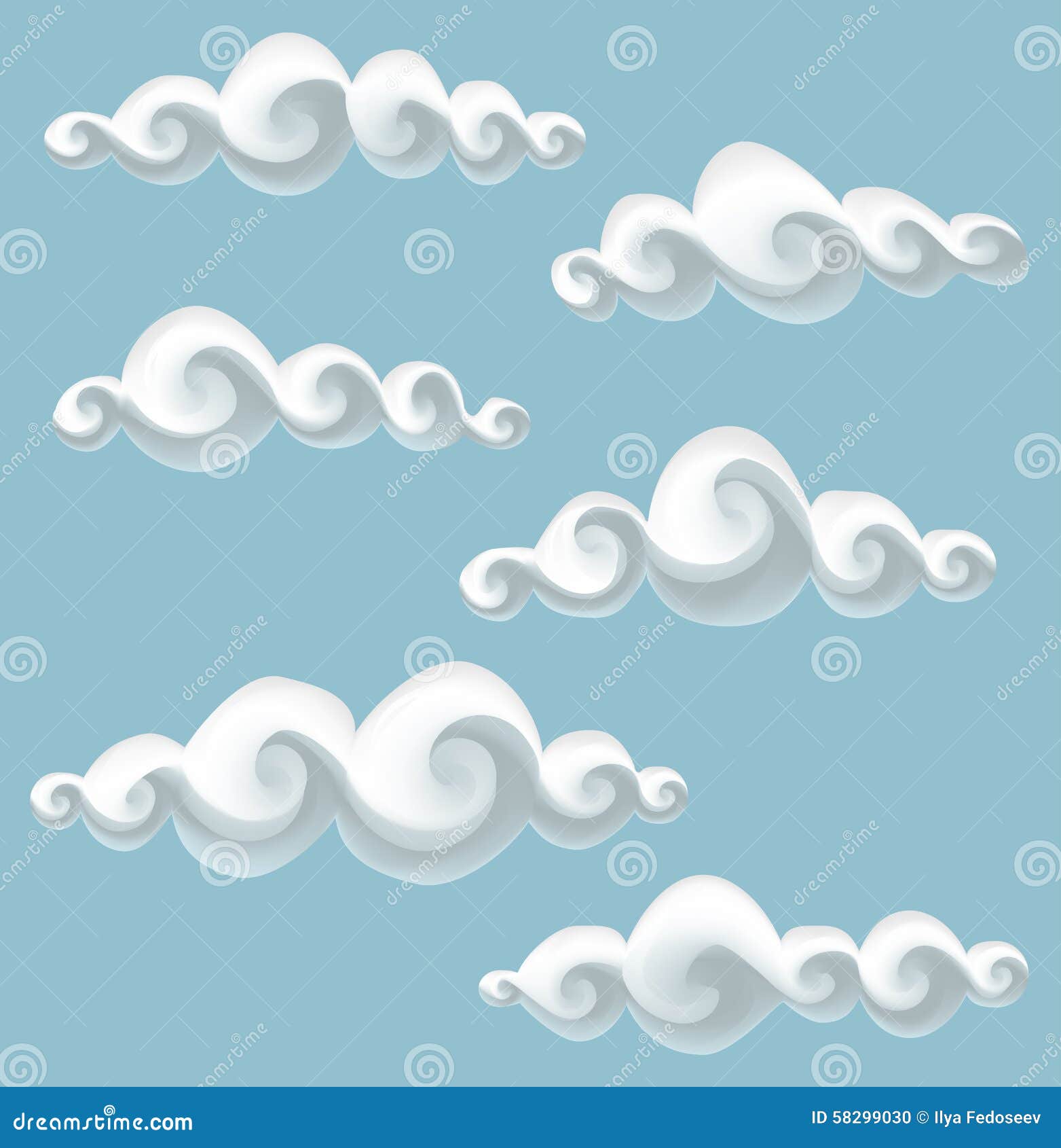 Cartoon Swirling Clouds Vector Illustration | CartoonDealer.com #58299030