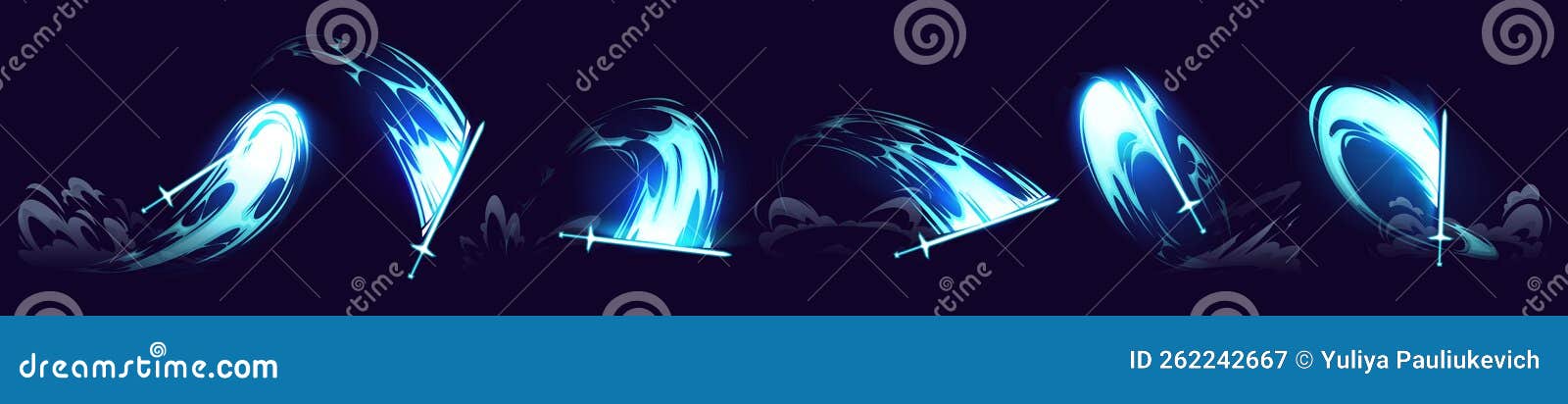 Cartoon Sword with Light Trace Animation Sprite Stock Vector ...