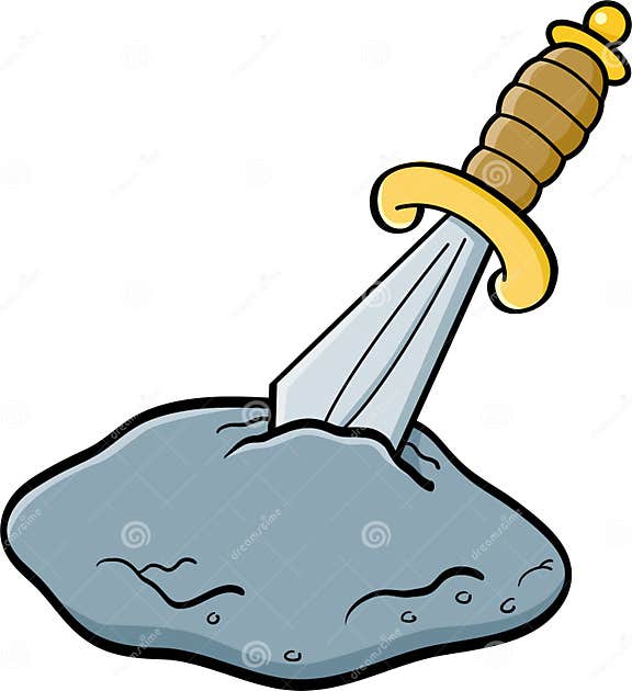 Cartoon sword in a stone stock vector. Illustration of humorous - 45564111