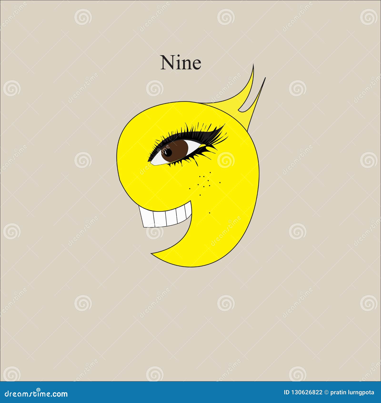 Cartoon symbol number nine stock vector. Illustration of counting ...