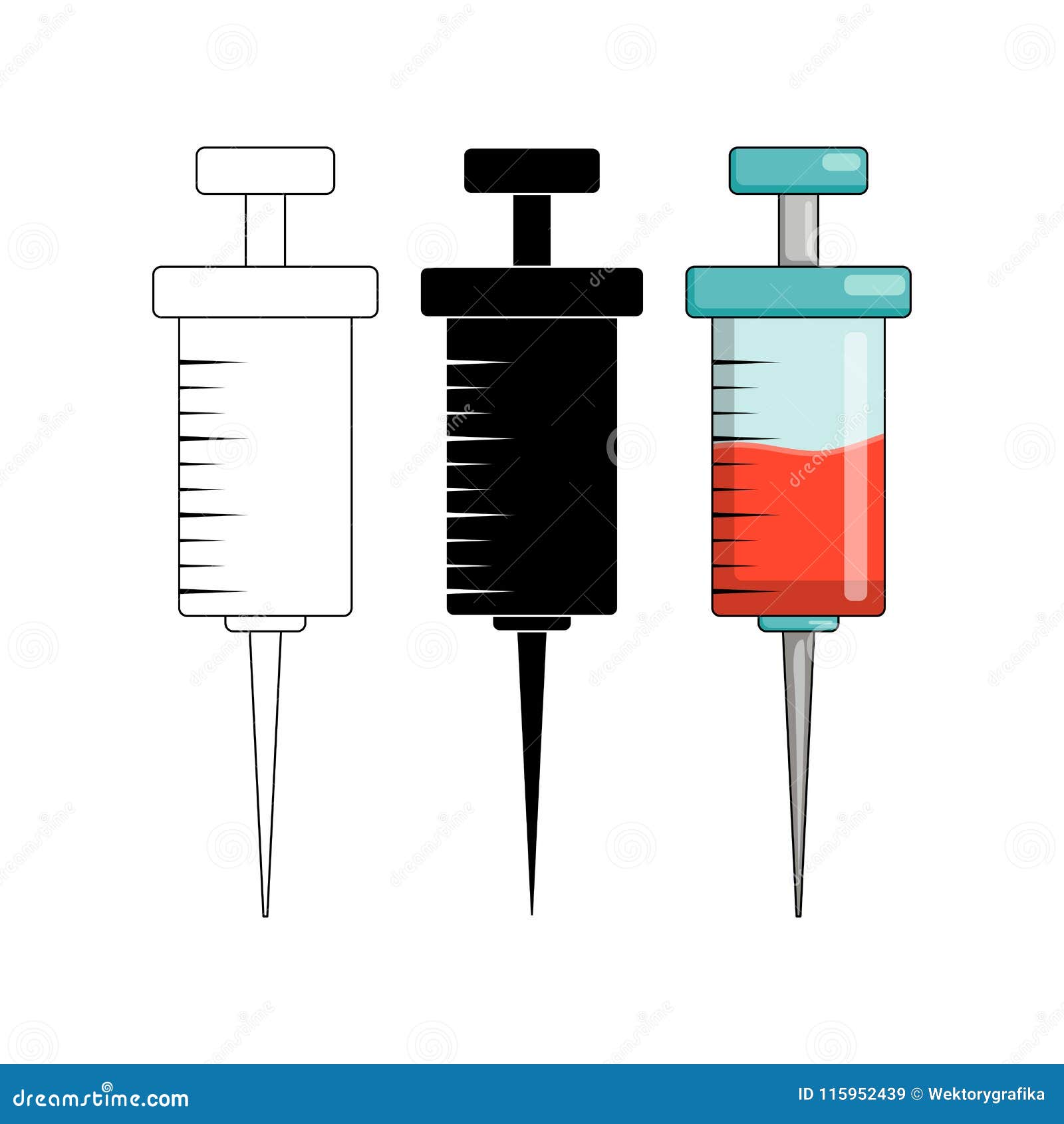 Cartoon Syringe, Injection Set Isolated on White Background Stock ...