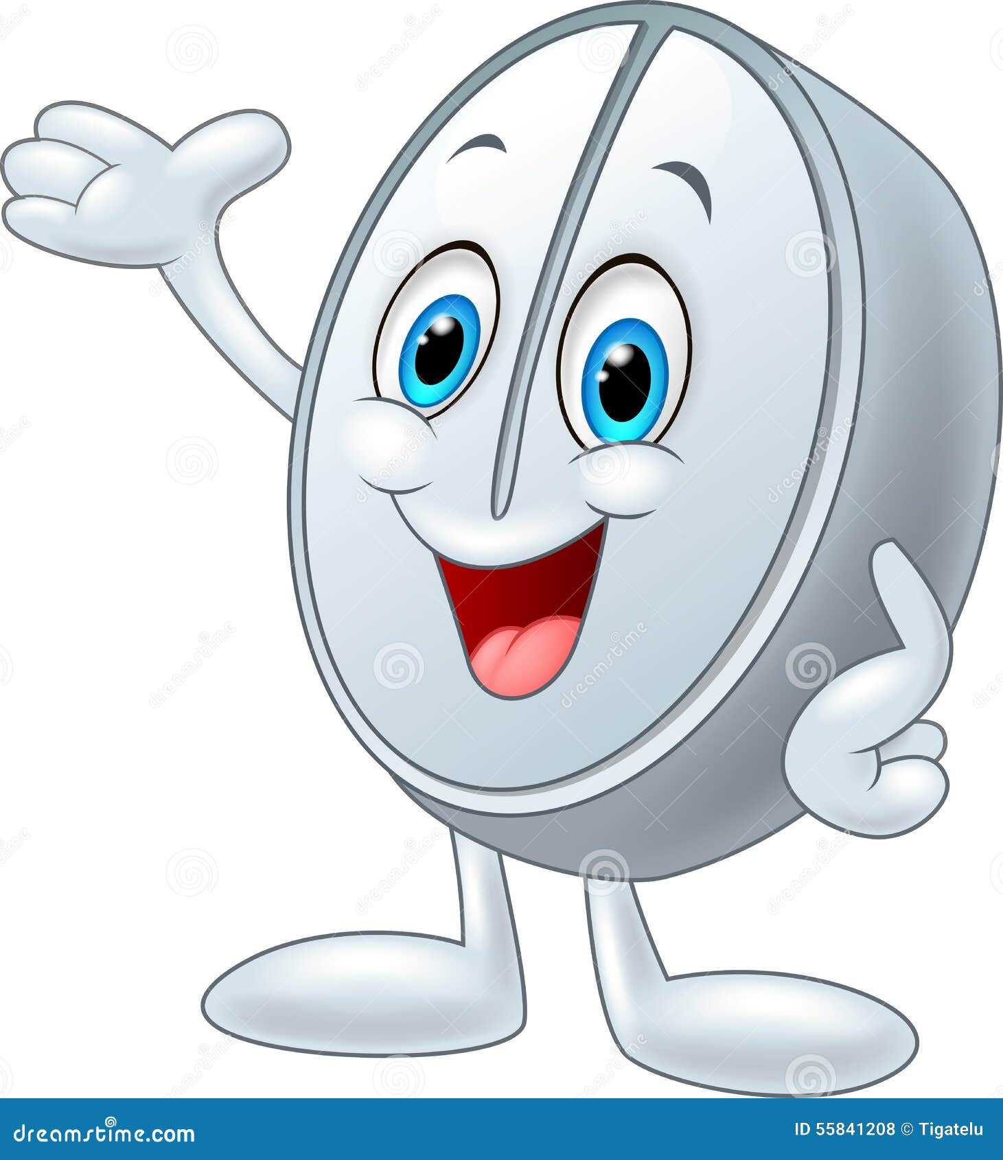 Cartoon Tablet Capsule In A Superhero Costume. Vector Illustration On A ...