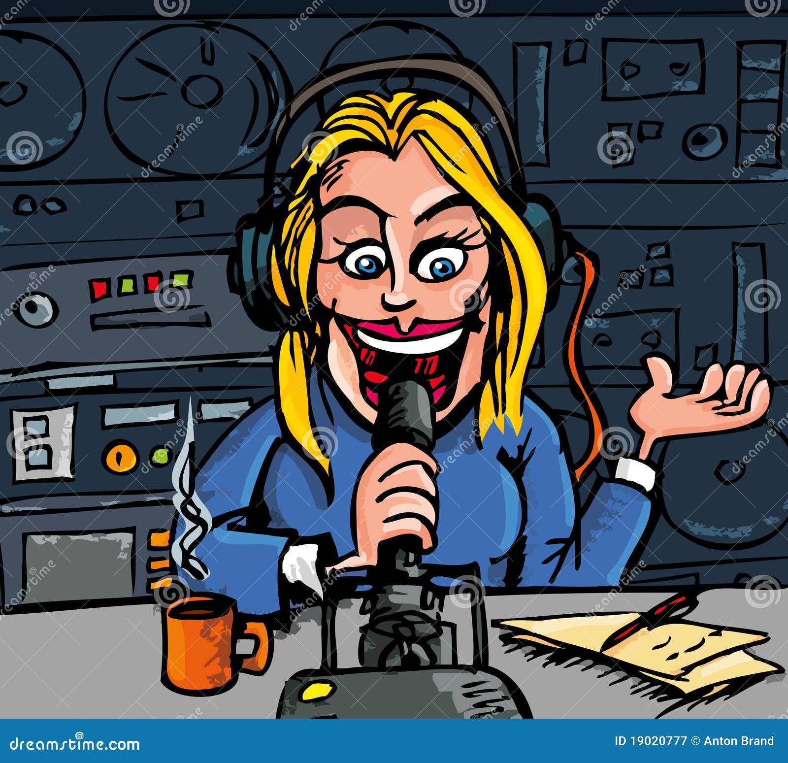 Cartoon talk radio dj stock vector. Illustration of happy - 19020777