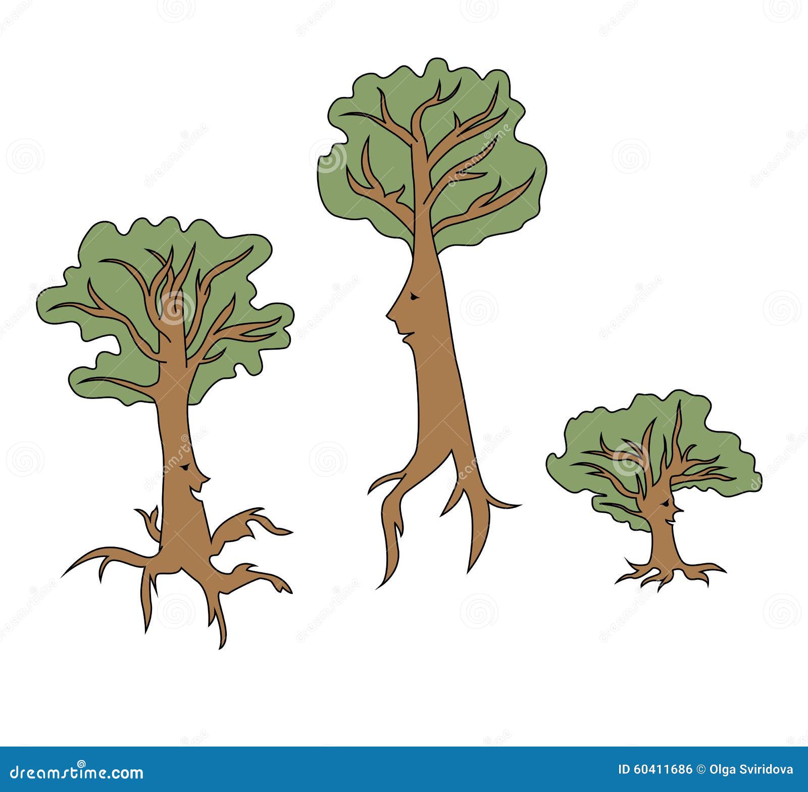 Cartoon talking trees stock vector. Illustration of drawing - 60411686