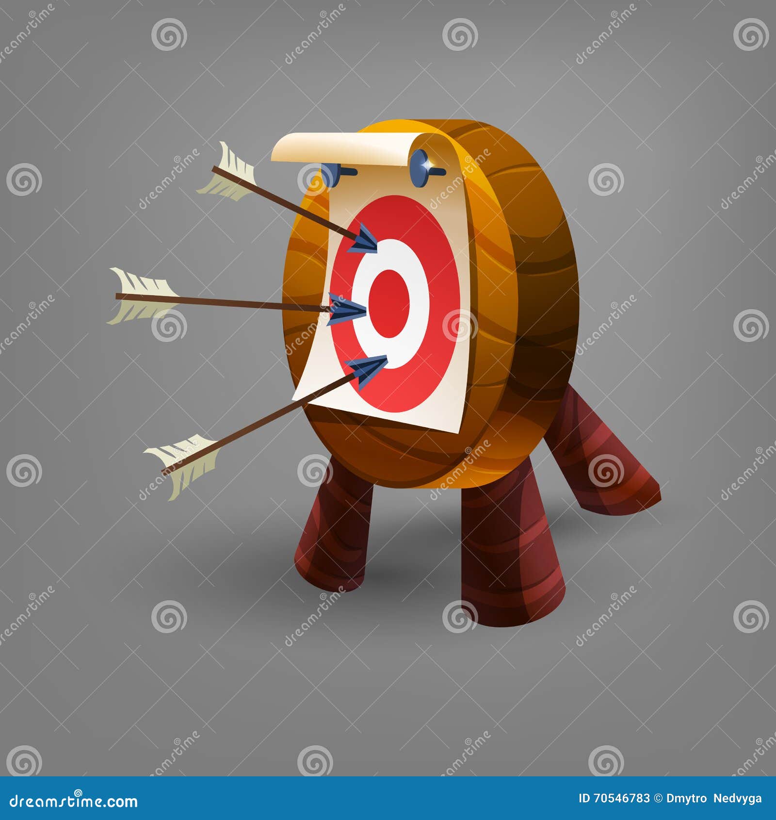 Cartoon Of Target Or Clout With Three Bow Arrows Hits In Center ...