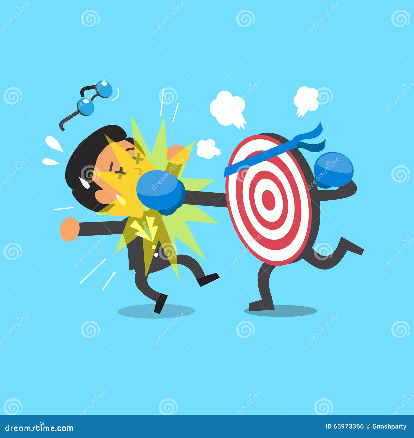 Cartoon a Target Punching Businessman Stock Vector - Illustration of ...
