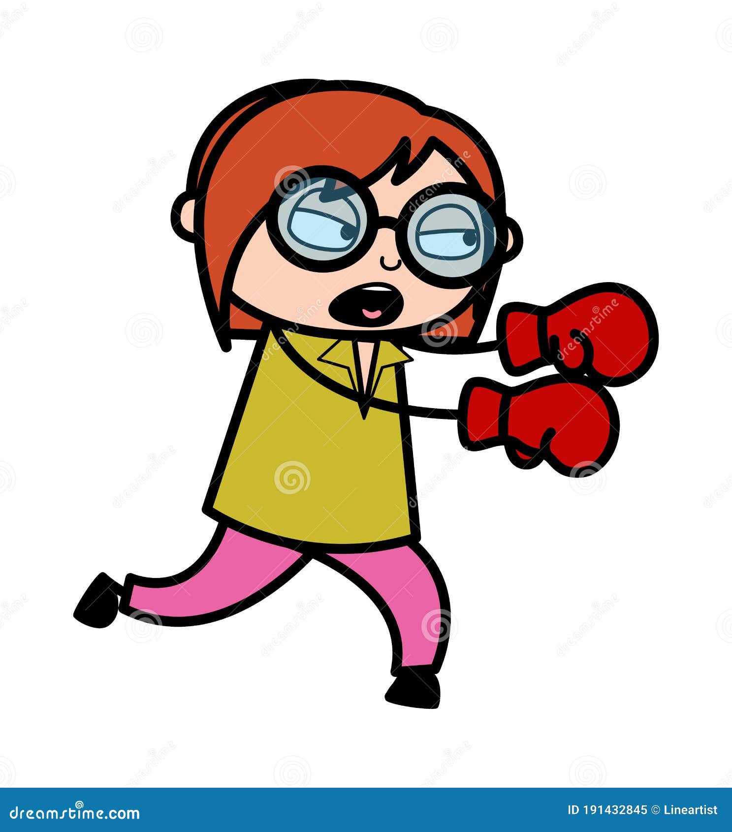 Cartoon Teacher Boxing stock illustration. Illustration of fighting ...