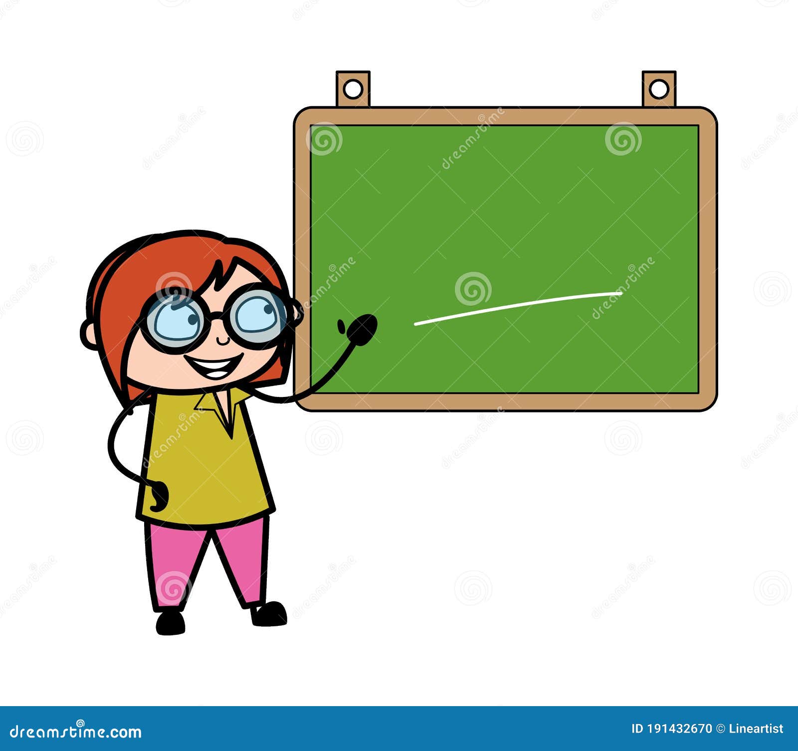 Cartoon Teacher with Classroom Board Stock Illustration - Illustration ...