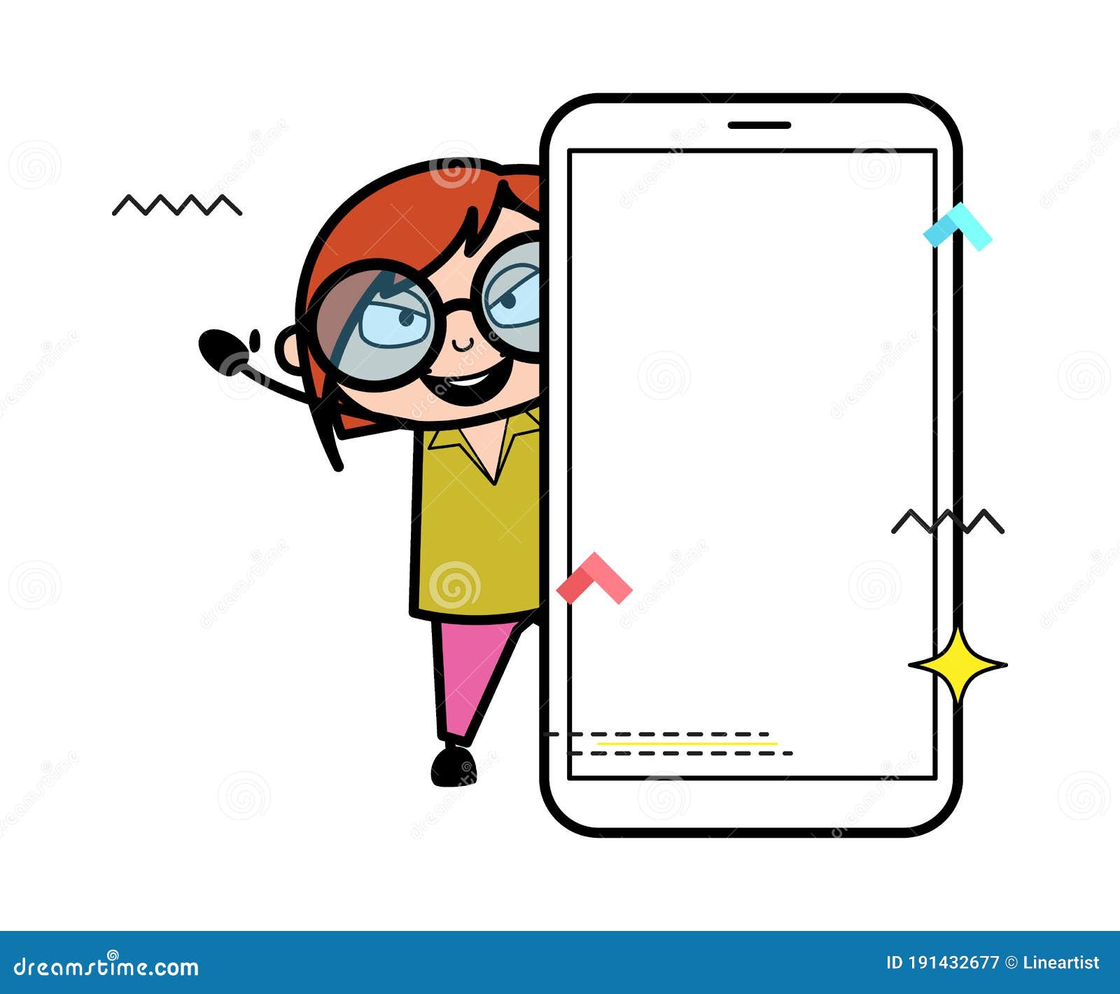 Cartoon Teacher with Empty Cell Phone Screen Stock Illustration ...