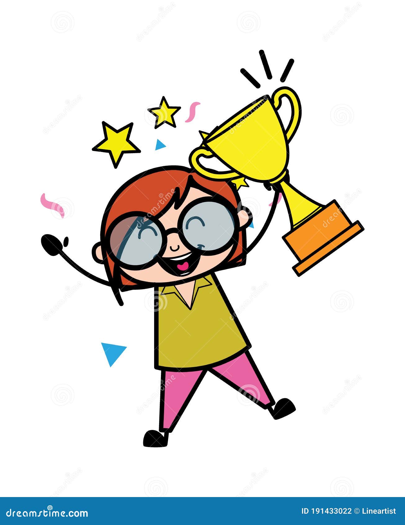 Cartoon Teacher Holding Trophy Stock Illustration - Illustration of ...